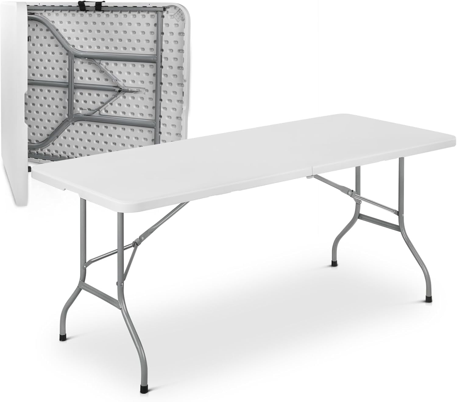 Gao-J 6Ft Folding Table, Lightweight Portable Desk with Handle, Square Foldable Plastic Table ...