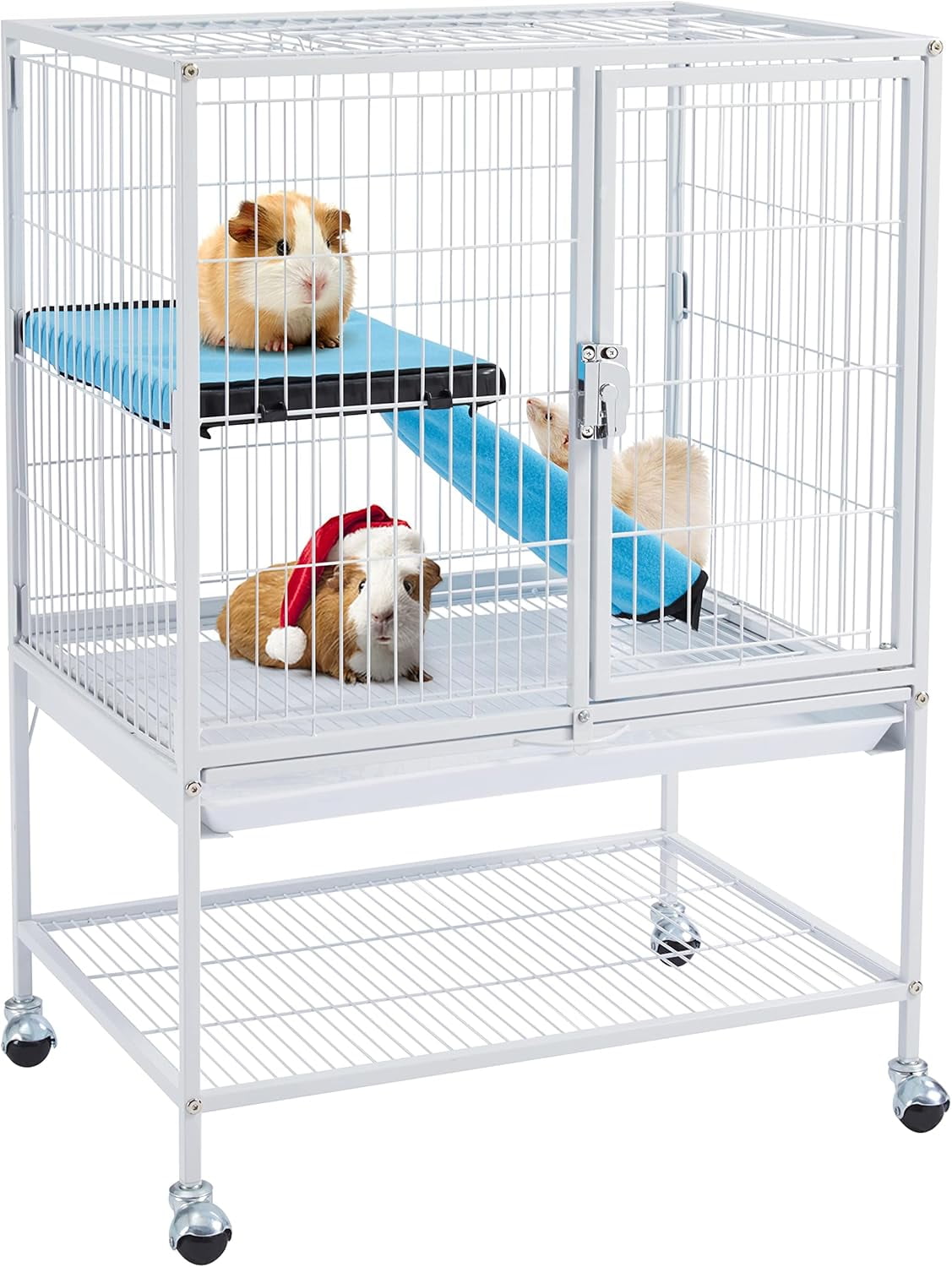 Gao-J Small Animal Cage, Metal Pet Cage with Removable Tray/Ladder/Wheels, Ferret Cage ...