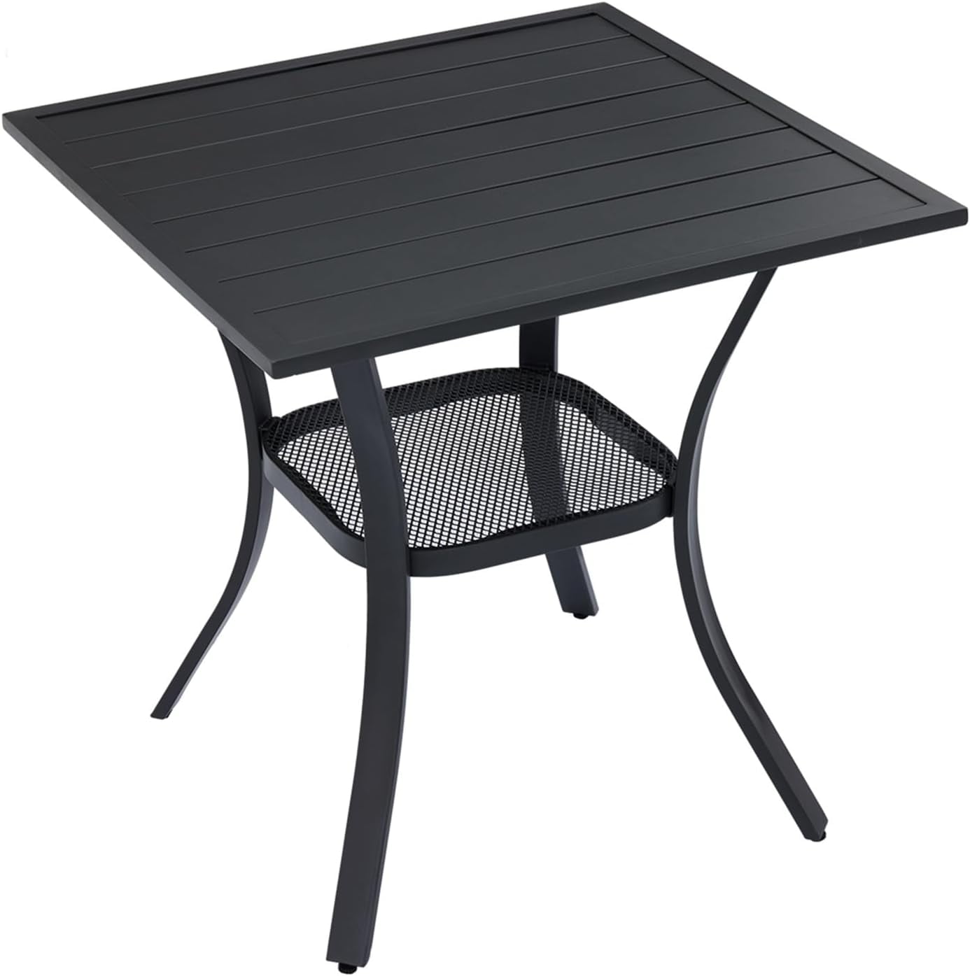 Gao-J Small Square Outdoor Patio Table, All Weather Metal Outdoor Dining Table for Lawn Garden ...