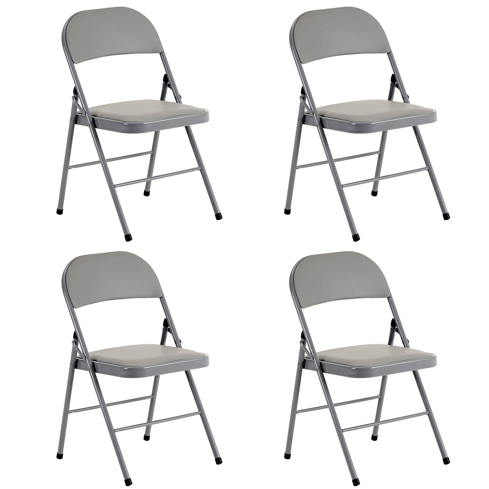 GaoJ 4 Pack Gray Folding Chair Indoor Outdoor Portable Steel Frame ...