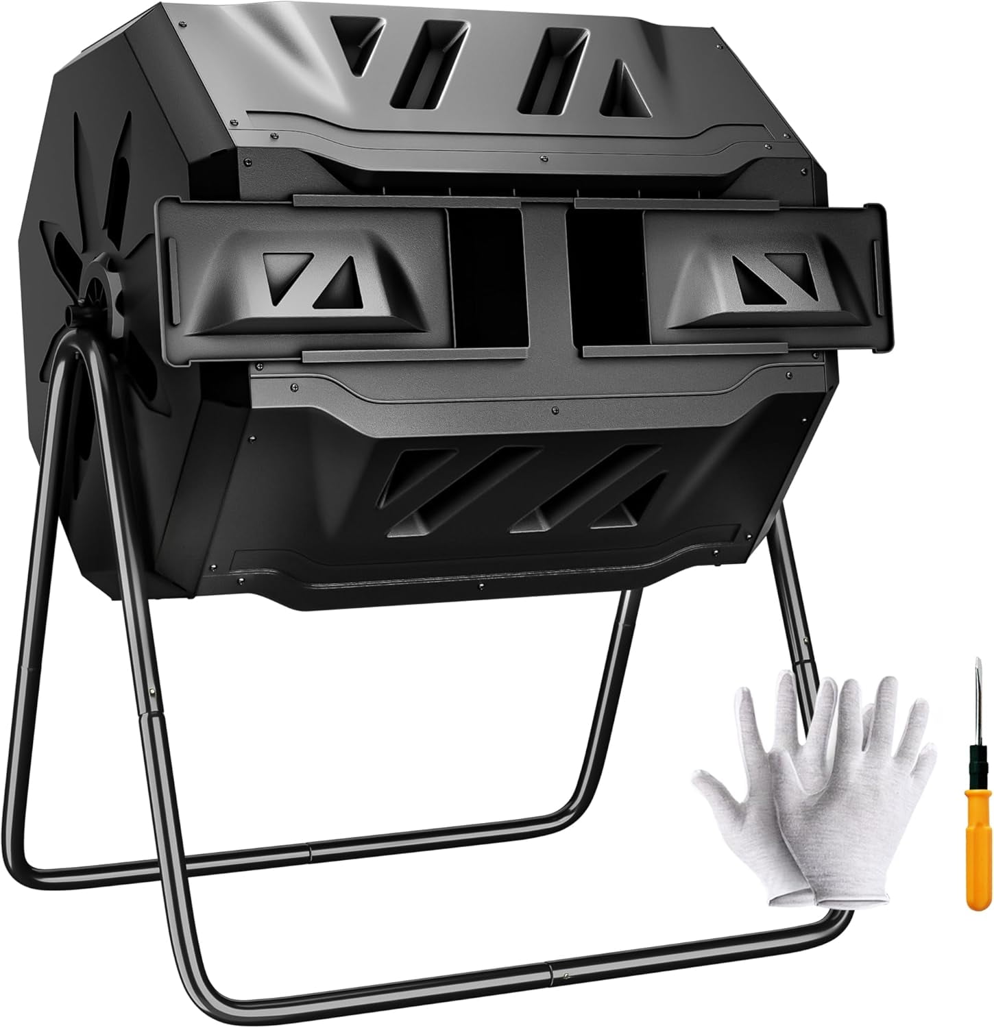 GaoJ Compost Tumbler Bin 43 Gallon Dual Chamber Compost Bin - Includes ...