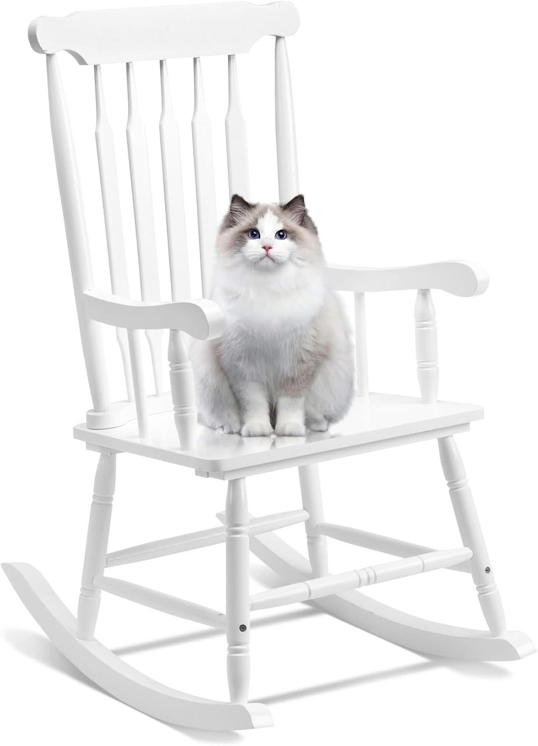 GaoJ Outdoor Rocking Chair, Solid Wooden Frame High Back Rocker, All ...