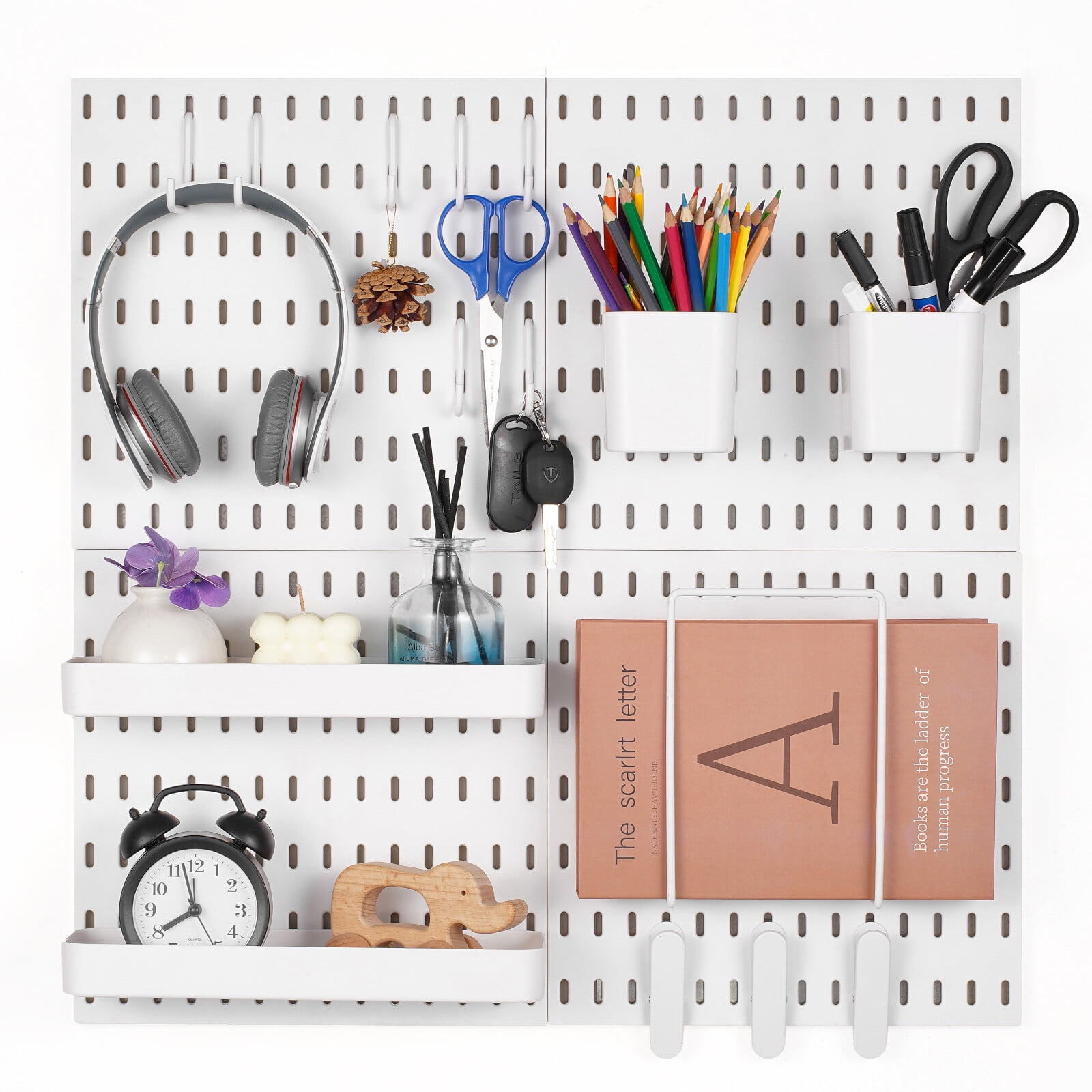 GaoJ Pegboard Combination Kit 11 x 11" Plastic Pegboard 4 Panels Wall ...