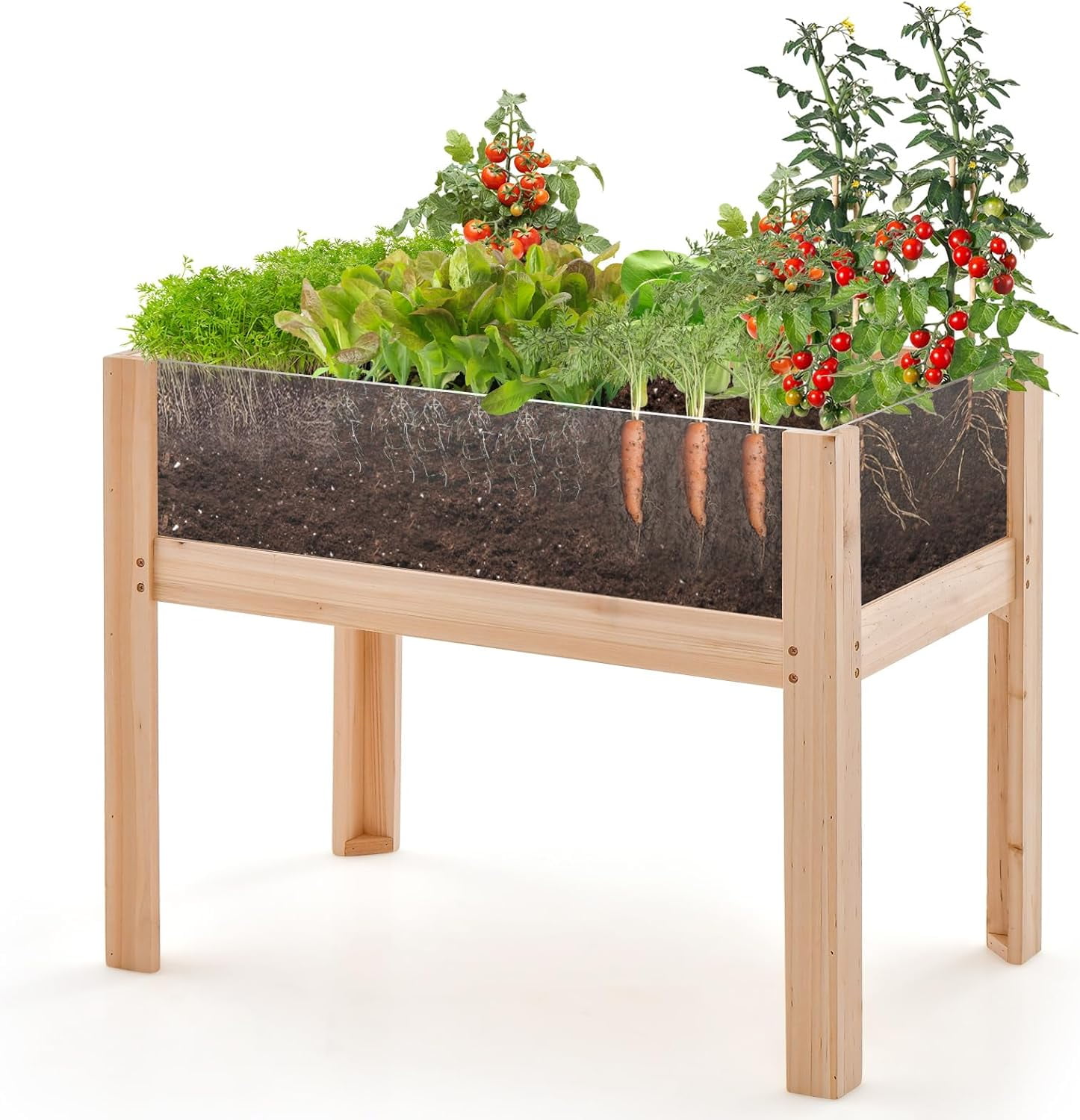 GaoJ Raised Garden Bed with Legs, 24” Elevated Planter Box with 2 ...