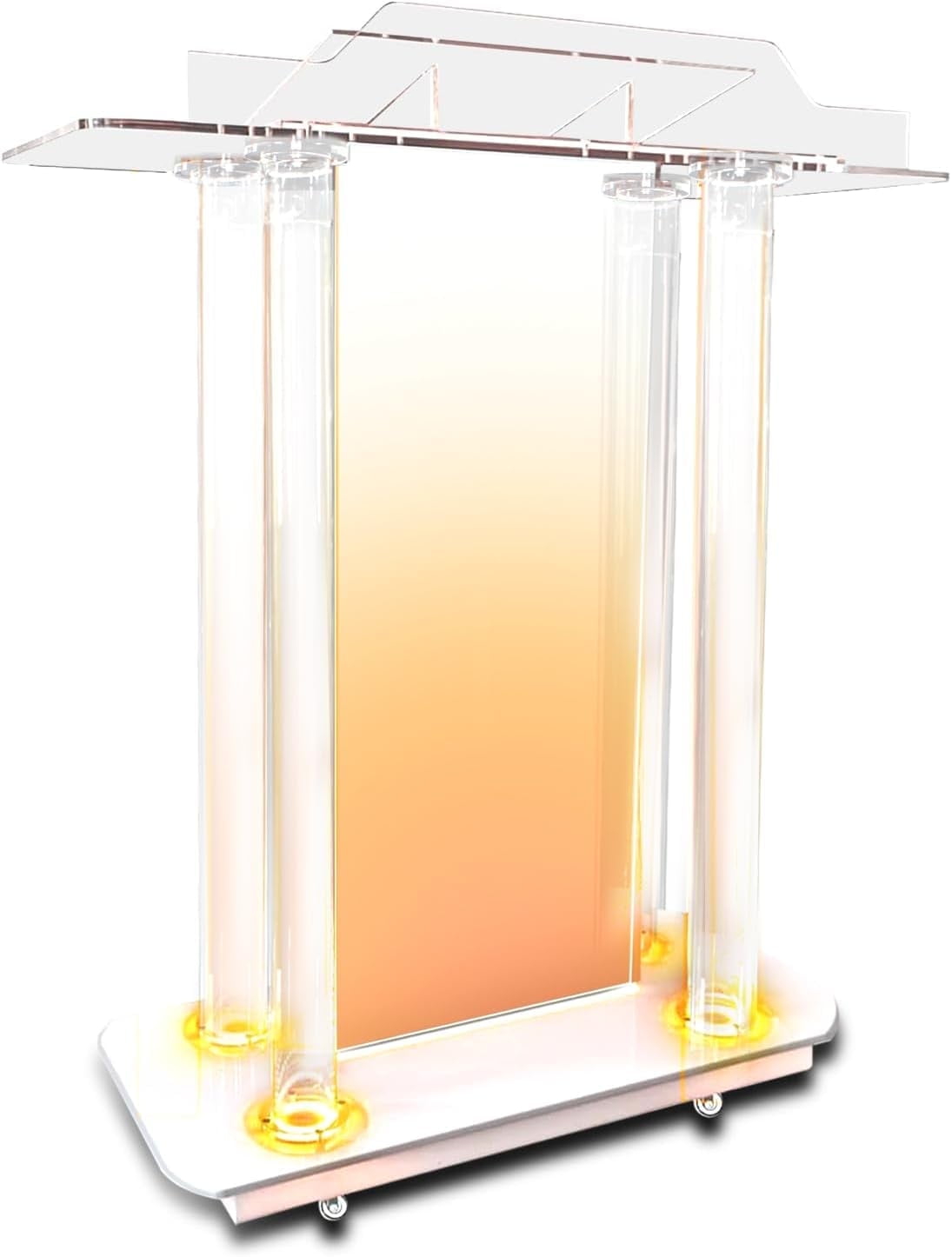 Gaonala 46 inch Clear Acrylic Church Pulpit with LED Lights Wheels ...