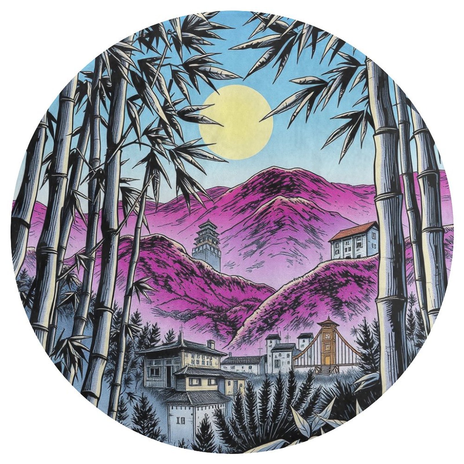 Gaosheng Bamboo Round Area Rug Floor Carpets Washable Indoor Floor Area ...