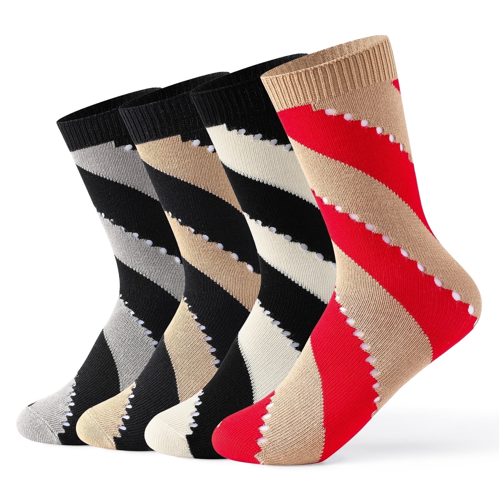 Gaoso 4 Pairs Women's Vintage Striped Crew Socks with Retro Cutouts ...