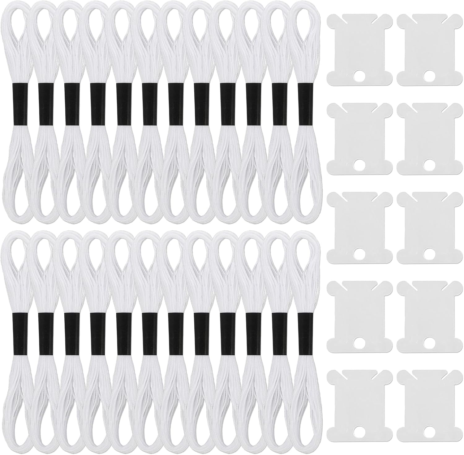 Gaow White Embroidery Floss, 24 Skeins 8m White Embroidery Thread ...