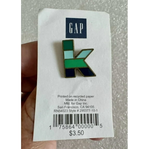 Gap Clothing Company Letter Initial Lapel Pin - Multicolor K - Walmart.com