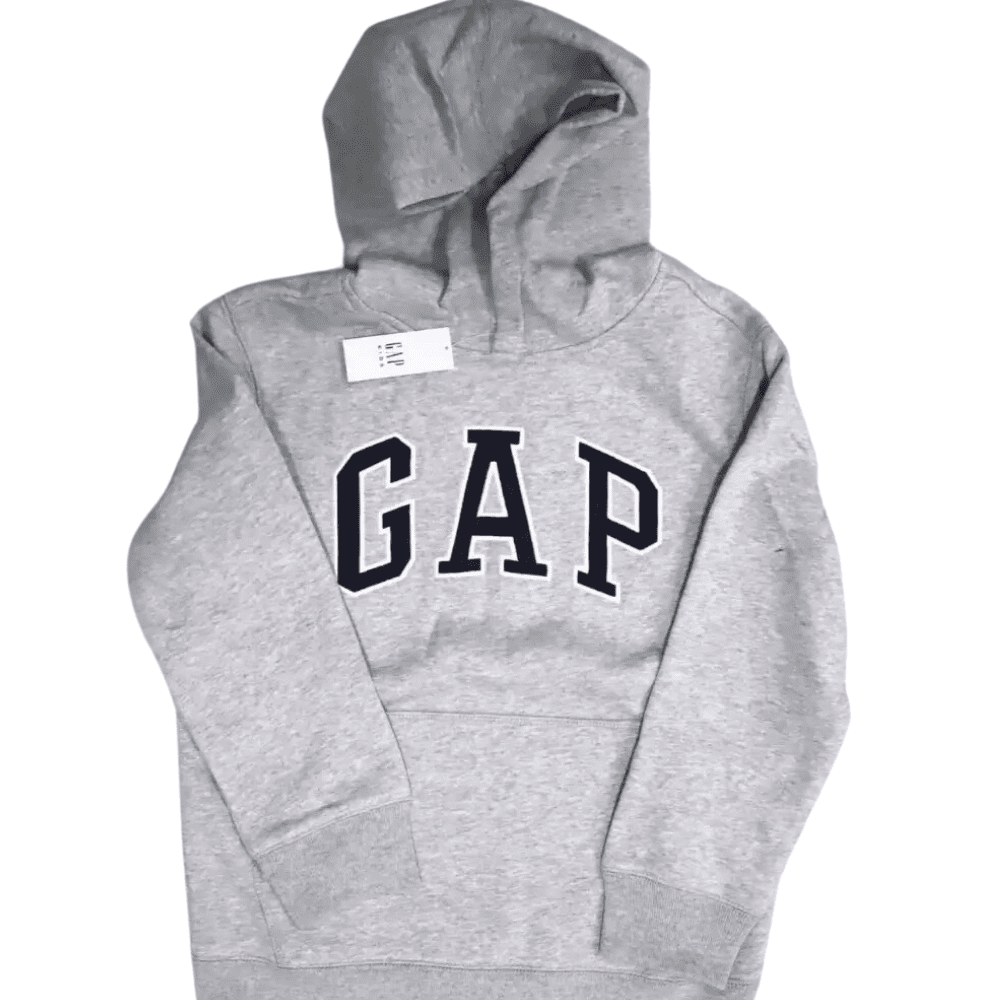 Gap Factory Boy's Arch Logo Pullover Hoodies Light Grey (Navy Logo) XL ...