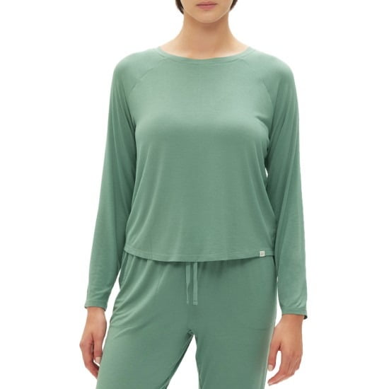 Gap GapBody Women’s Long-Sleeve Crewneck Pajama Top, Green, X-Large ...