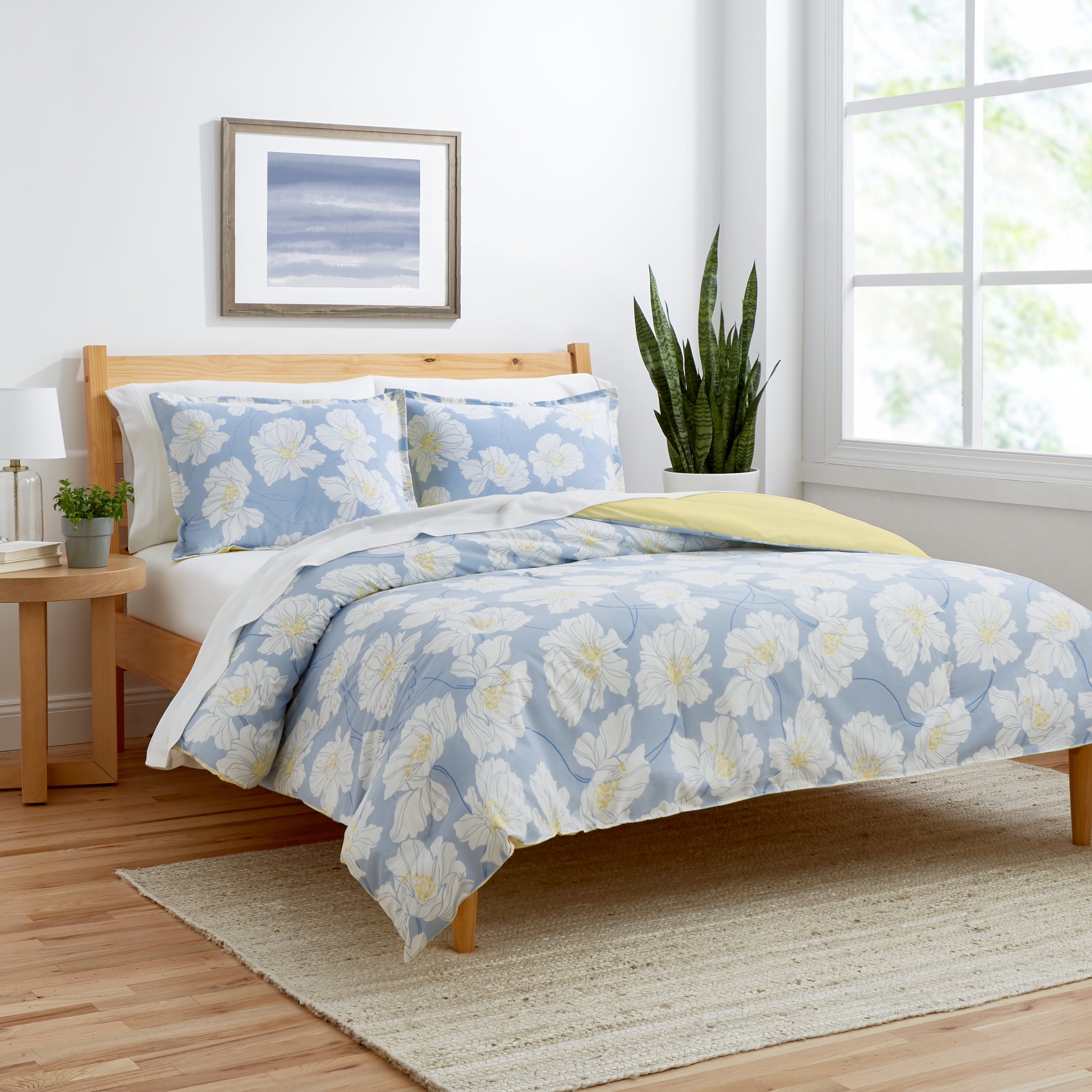 Gap Home 70’s Floral Organic Cotton Blend Comforter Set, Twin, Blue, 2 ...