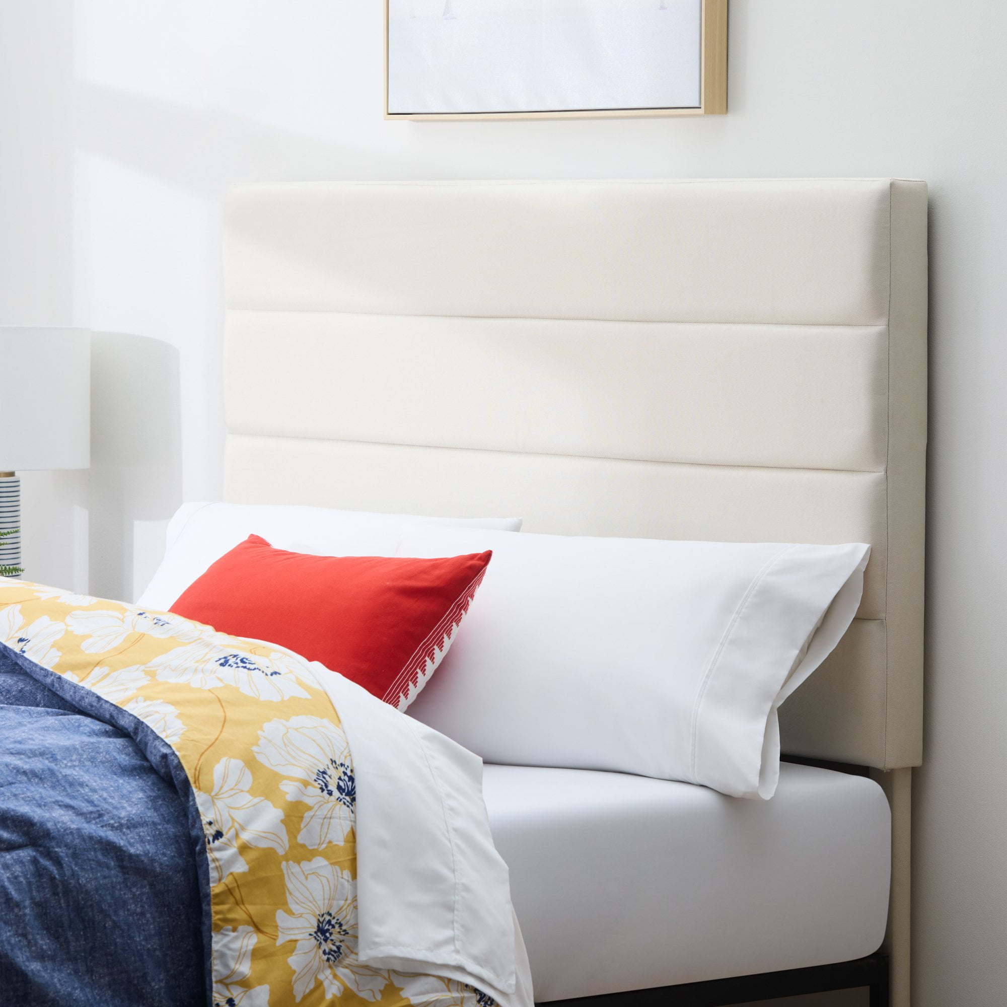 Rest Haven Channeled Upholstered Headboard Queen Cream