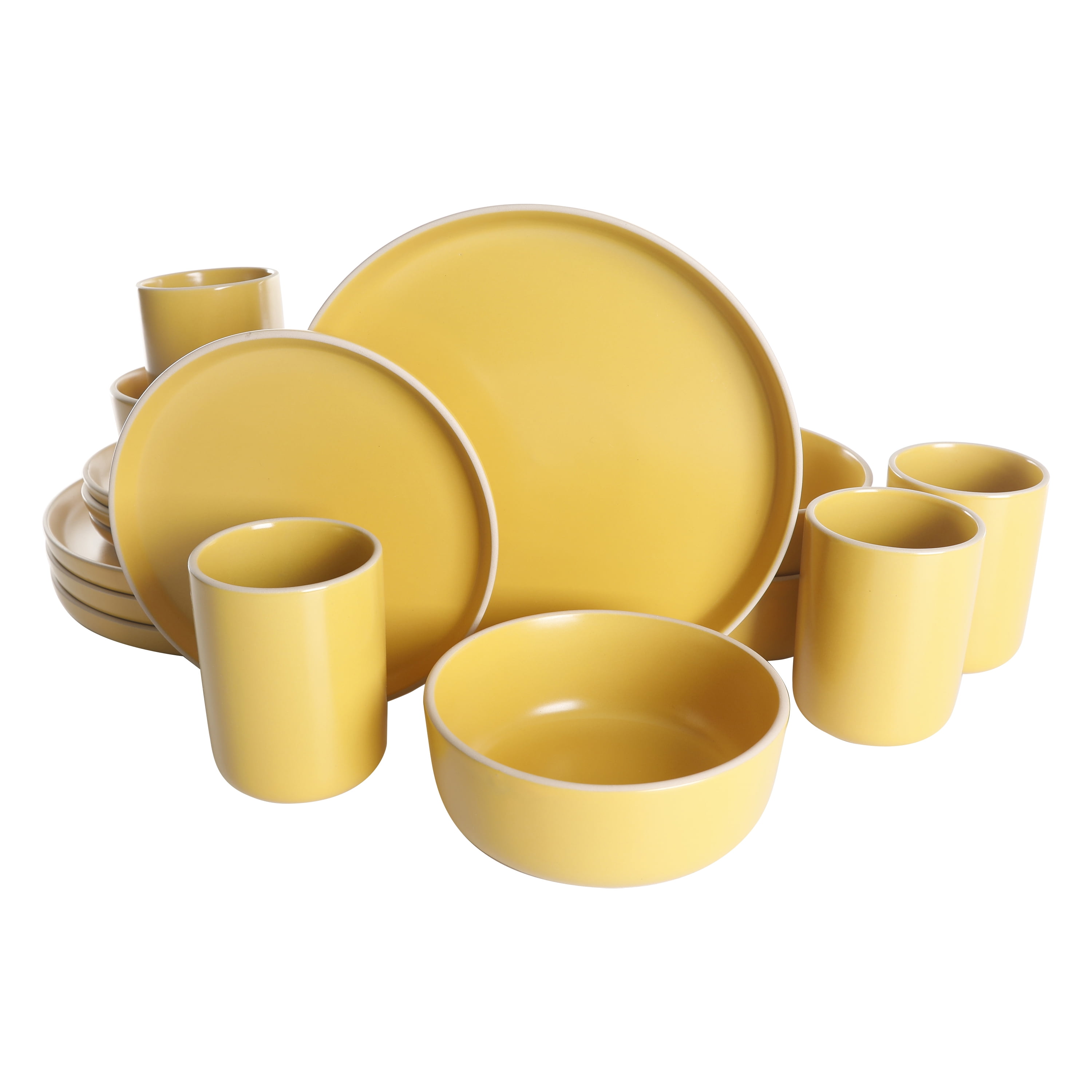 Gap Home Color Matte 16-Piece Round Yellow Stoneware Dinnerware Set ...