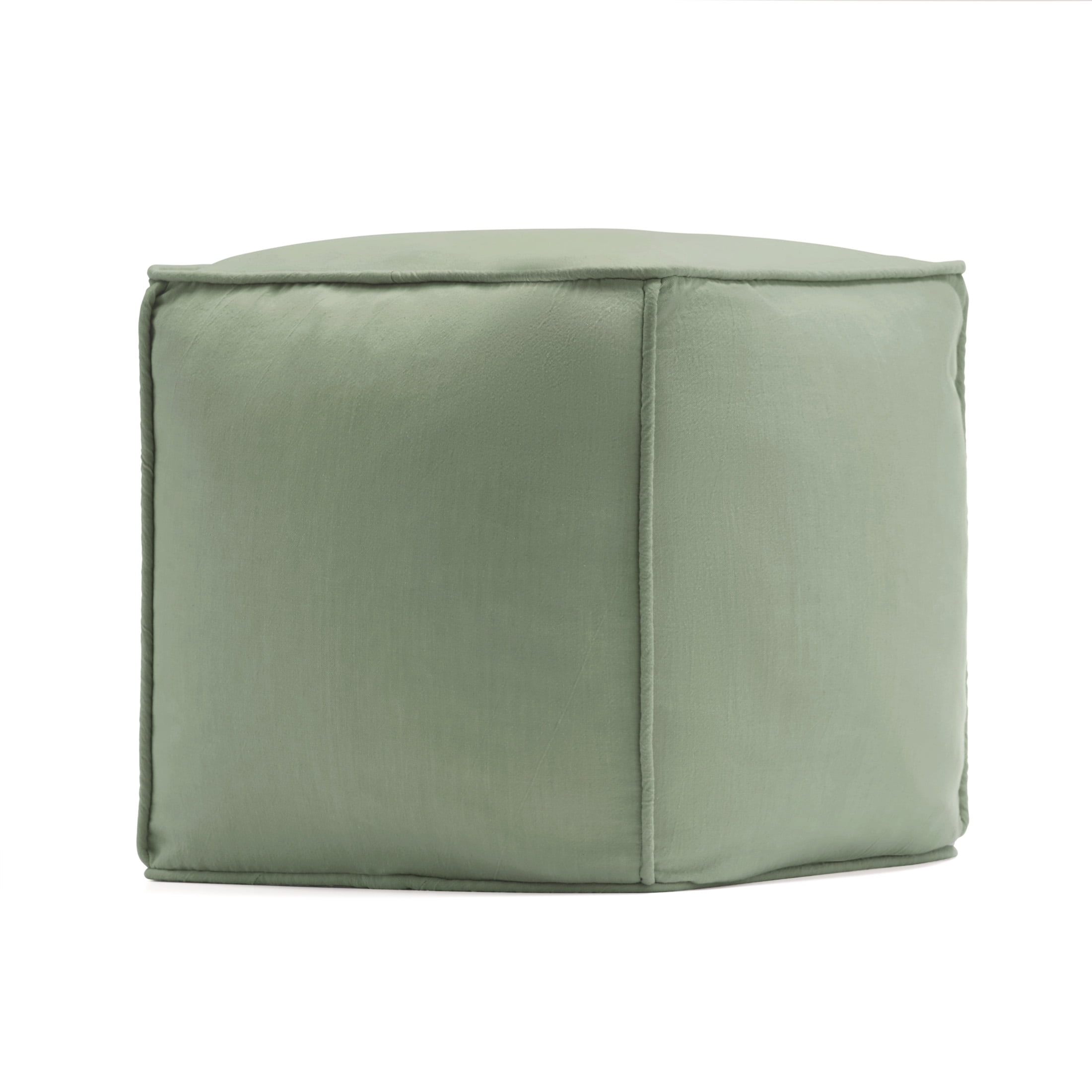 Gap Home Washed Denim Indoor Floor Pouf Olive 16" x 16" x 16" - Walmart.com