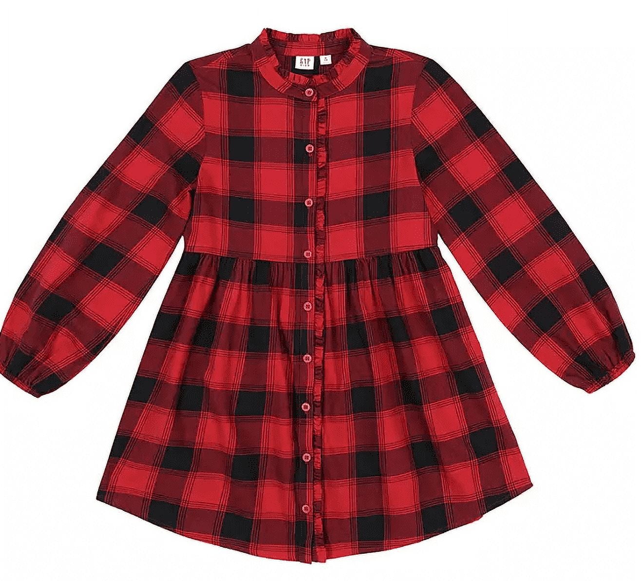 Gap Kids Girls Long Sleeve Dress (Red Check, XS (4/5)) - Walmart.com