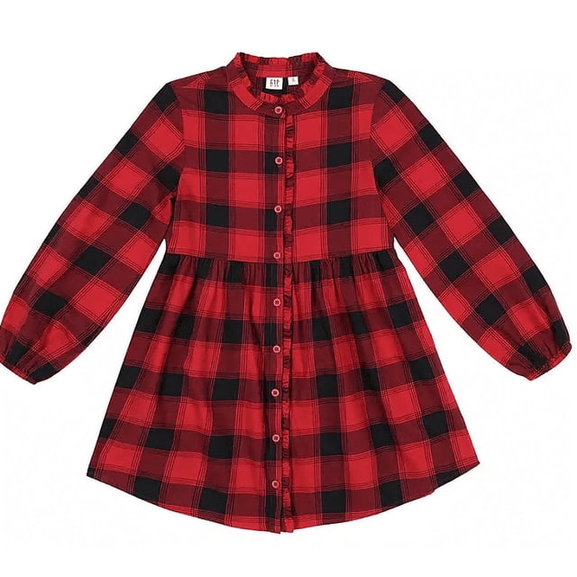 Gap Kids Girls Long Sleeve Dress (Red Check, XS (4/5)) - Walmart ...