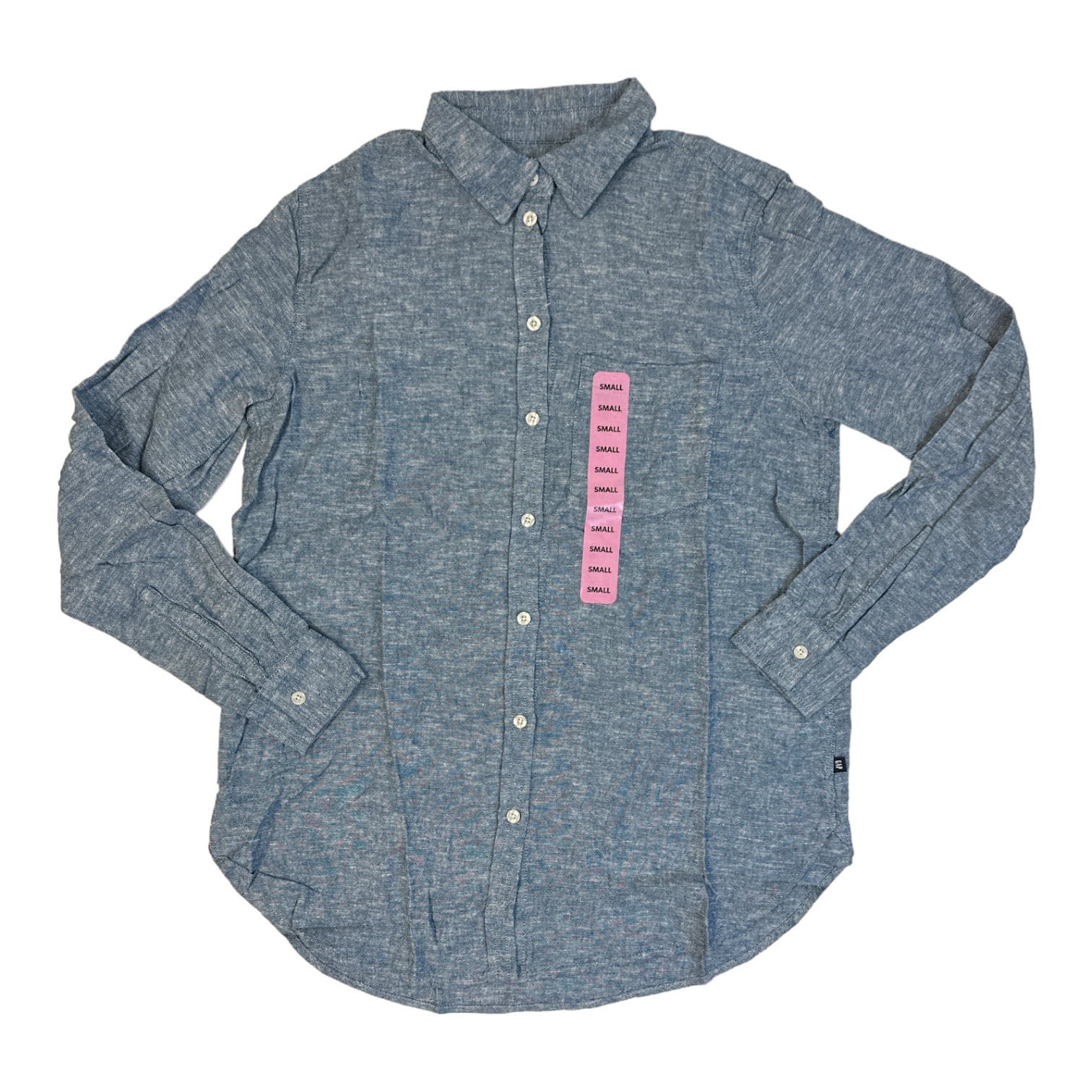 Gap Ladies S Shirt Front Linen Blend Button Down Top in Blue Chambray ...