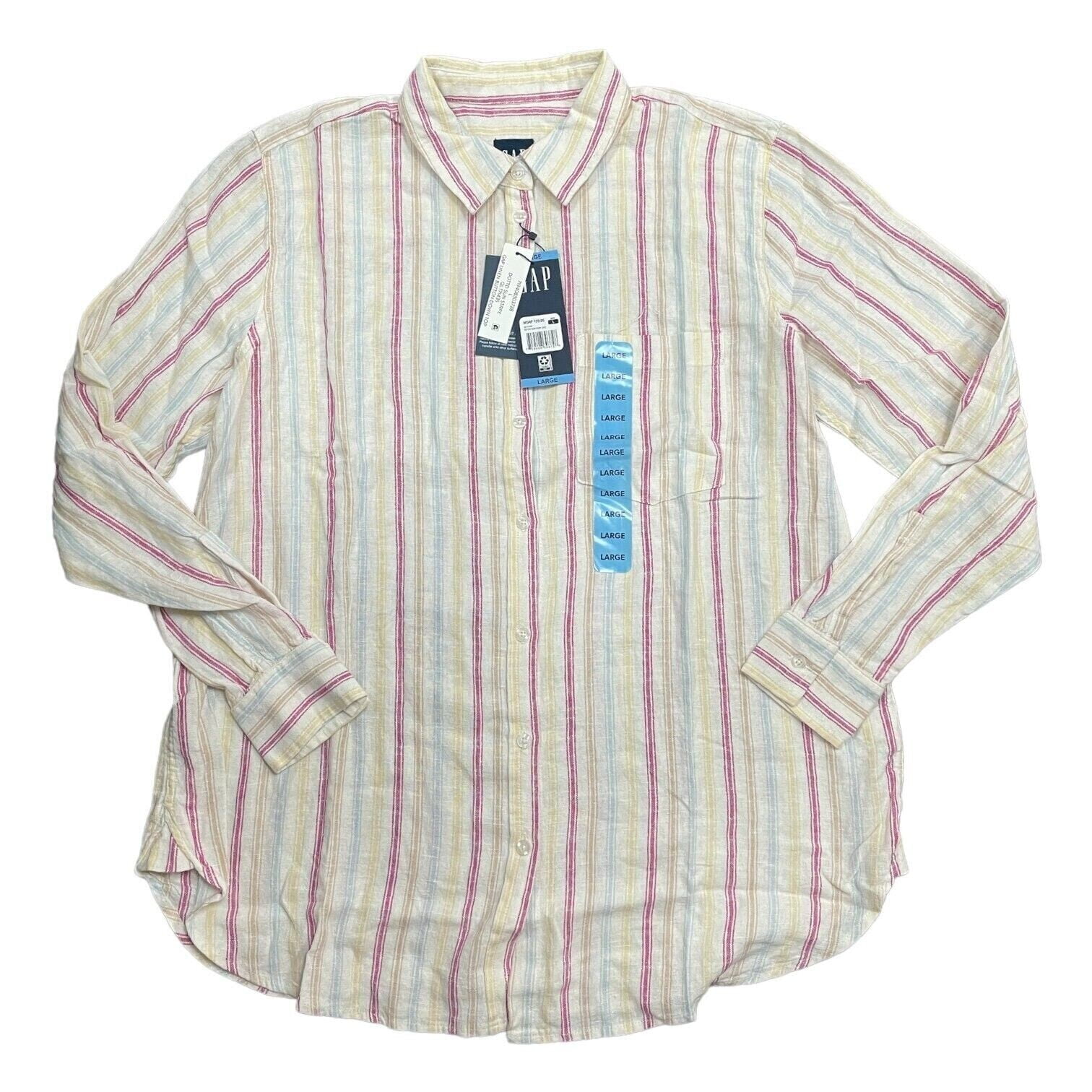 GAP Womens' Lightweight Linen Button Down Workwear Top (Dotted Sun ...