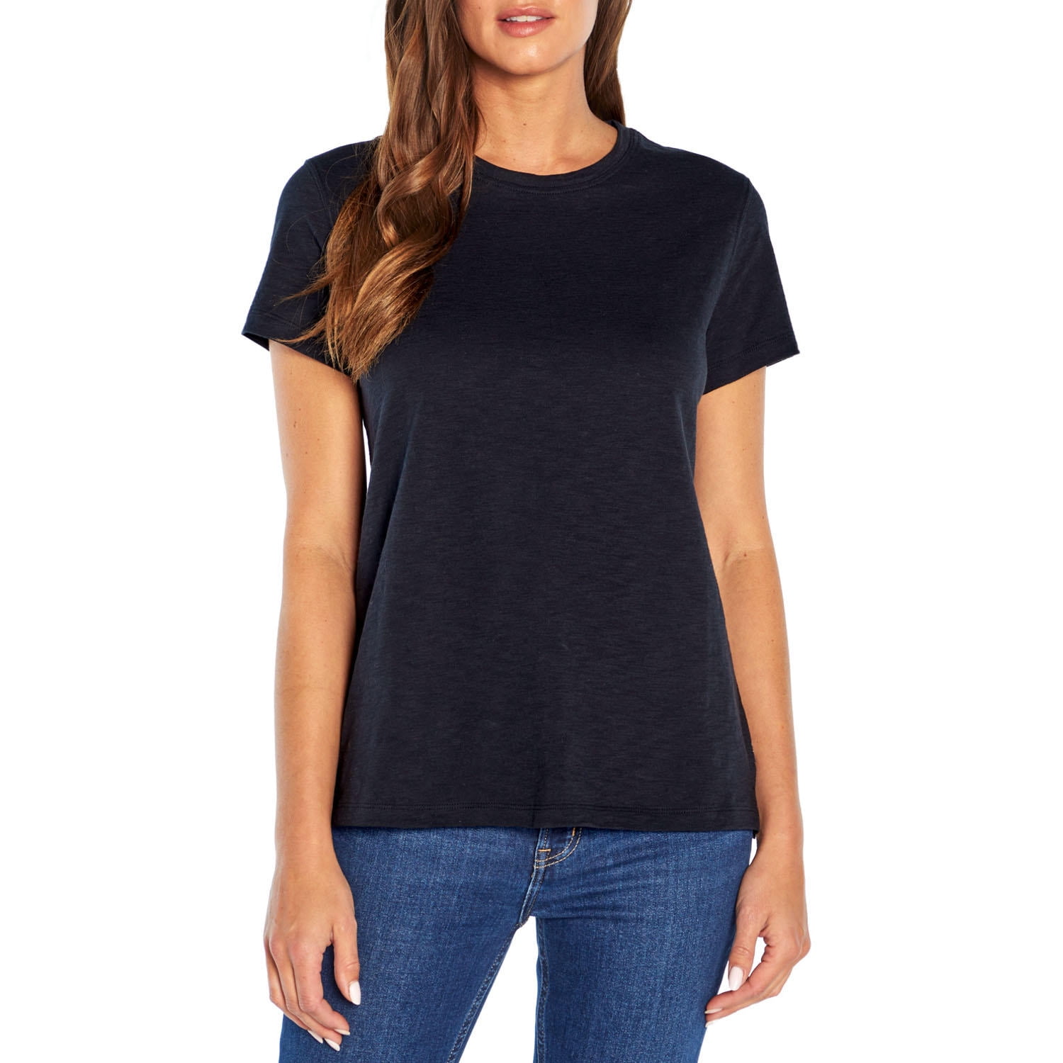 Gap Women's Relaxed Fit Short Sleeve Cotton Slub Basic Tee (True Black ...