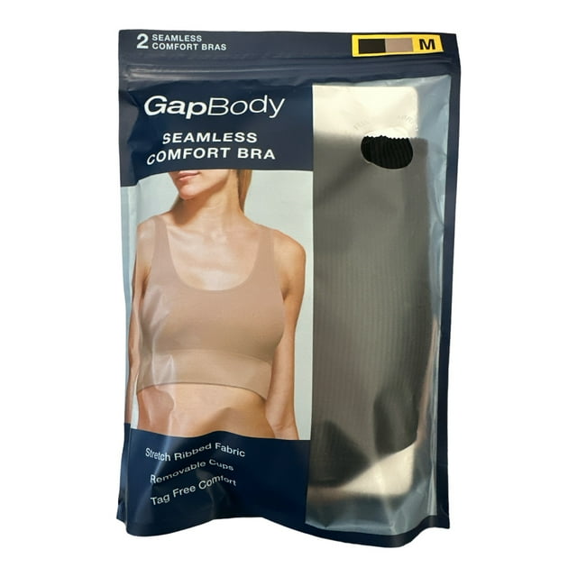 GapBody Women's 2-Pack Stretch Ribbed Tagless & Seamless Comfort Bras ...