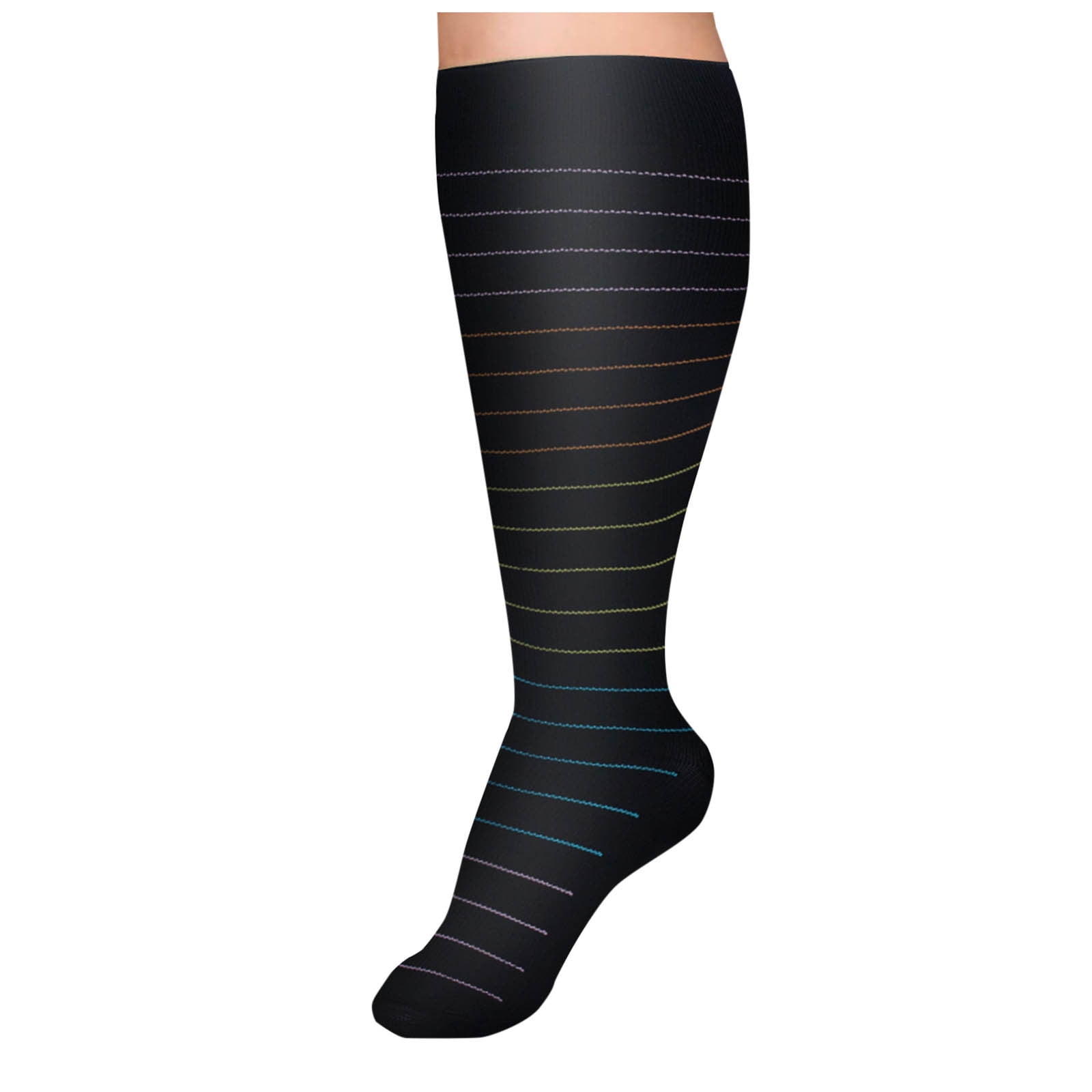 Gapacks Men's 2XL Knee High Compression Socks - Black, Wide Calf, Nylon ...