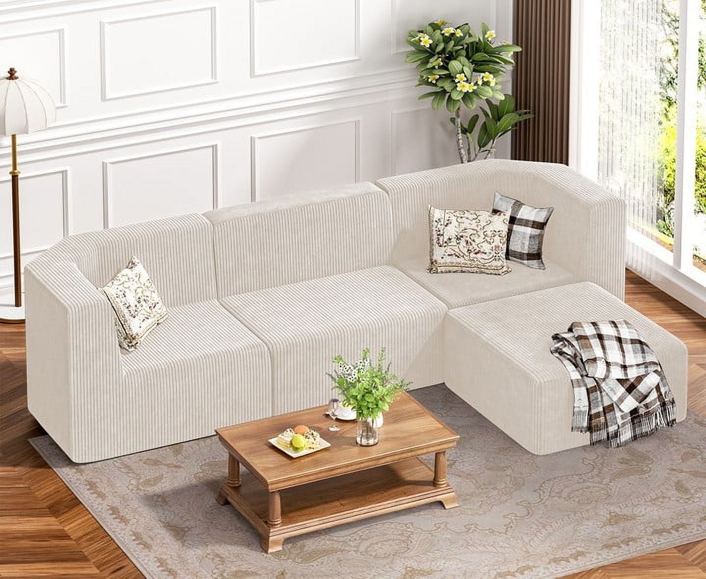 Gaptain Corduroy Sponge Sofa Lounge Chair Fluffy Modern Sleeper Chair ...