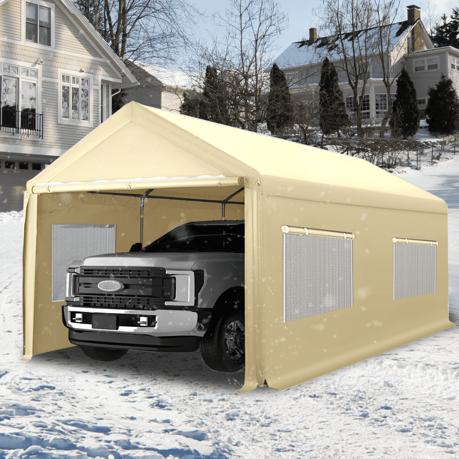 Gaptain W10xL20Ft Heavy Duty Steel Carport Portable Garage with ...
