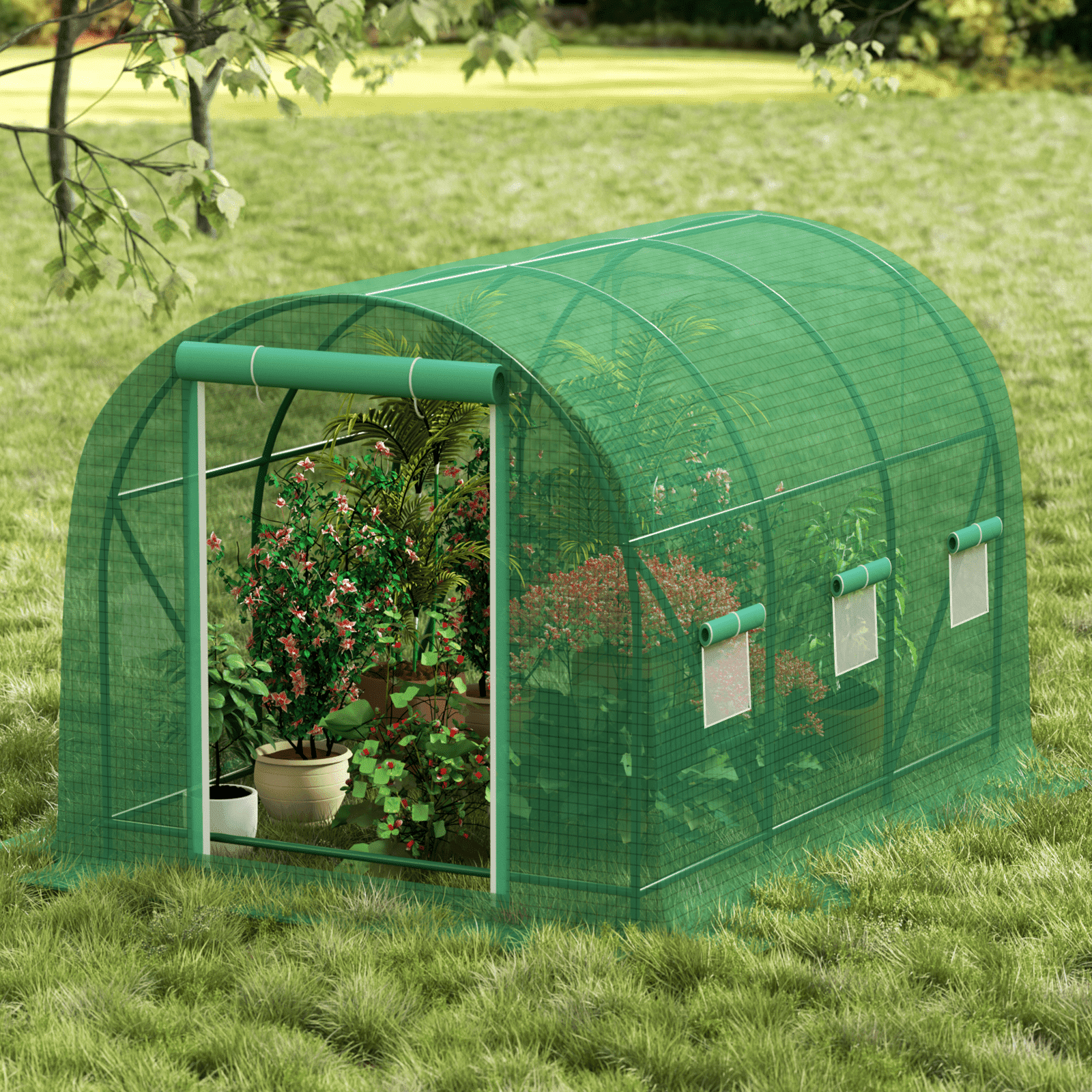 Gaptain Walk-in Greenhouse 10x10x7 FT Upgraded Green House with Dual ...