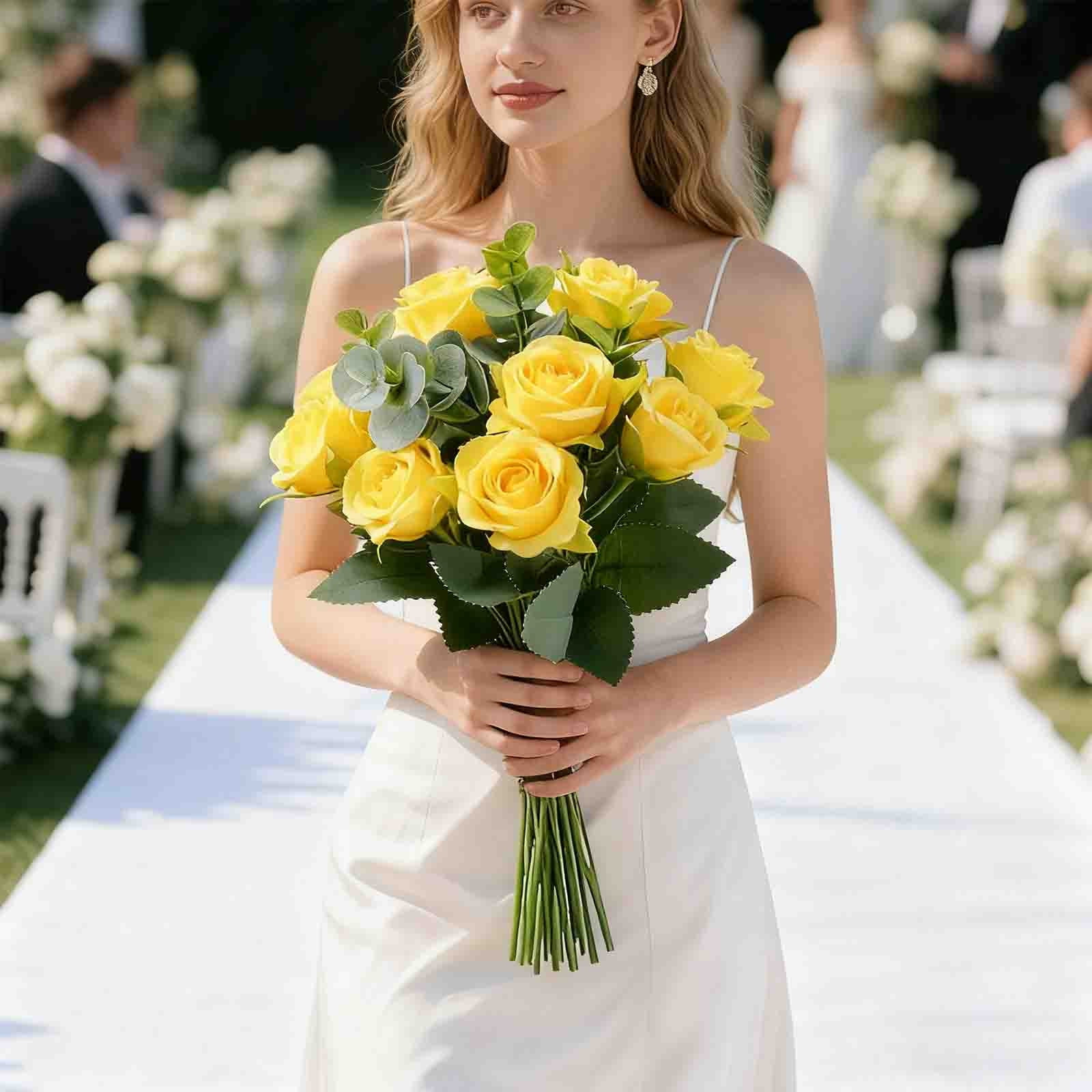 Gaqring Artificial Flowers Bouquets, Fake Wedding Bouquets for ...