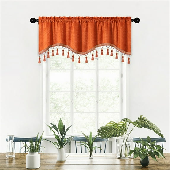 Gaqring Elegant Fringed Window Curtains, Patterned Rod Pocket Panels ...