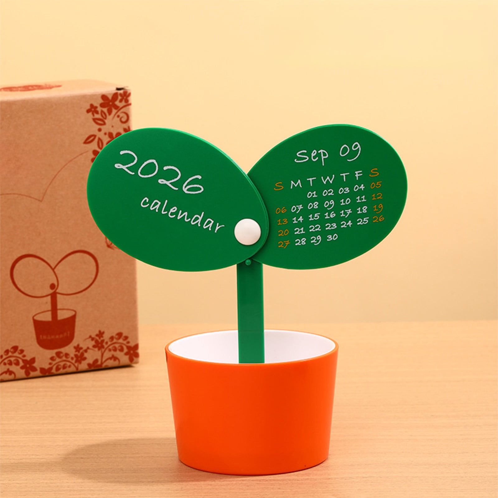 Gaqring Green Desktop Calendar, Cute Mini Calendar with Storage Box ...