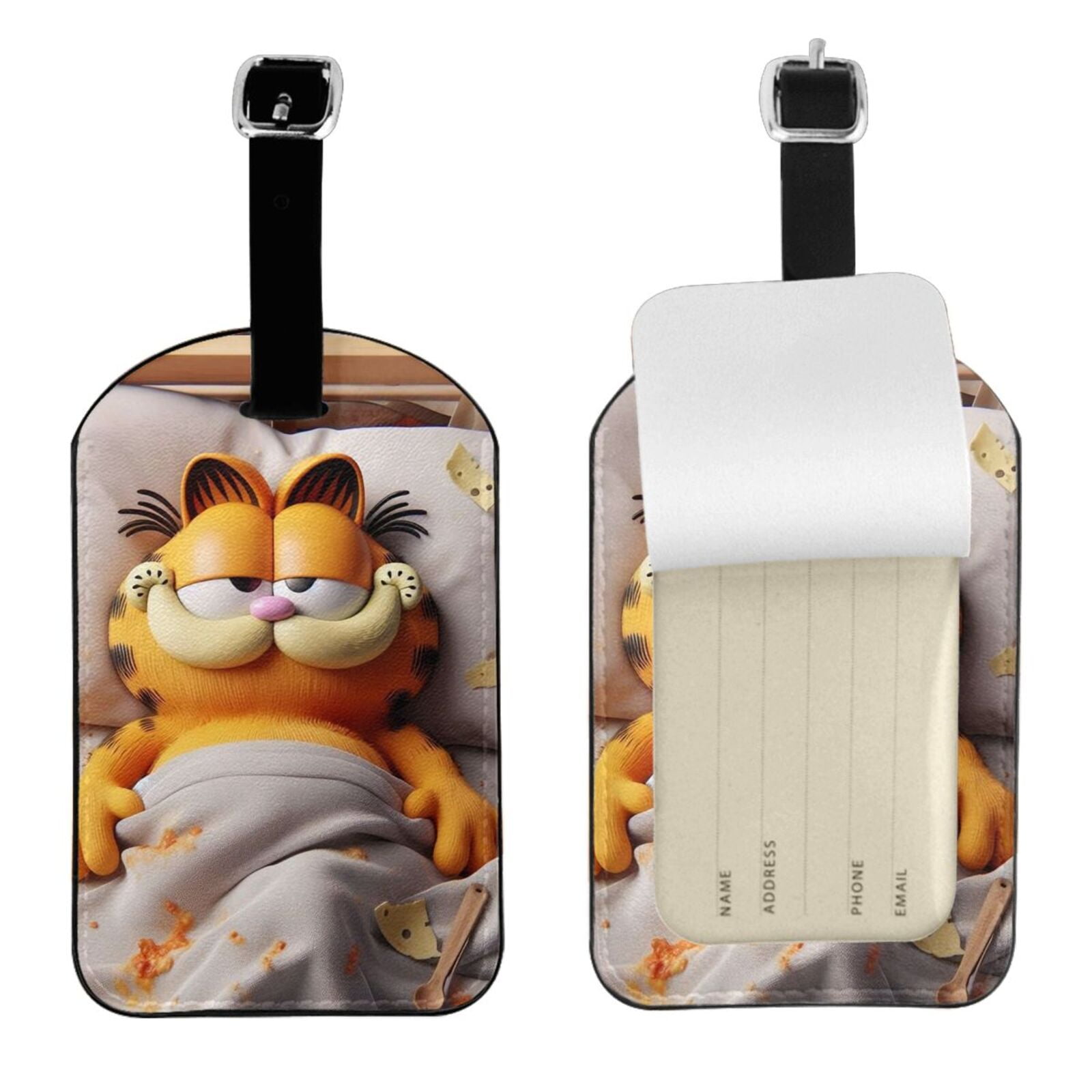 GarField Leather luggage tags hang tags suitcases office work plates ...