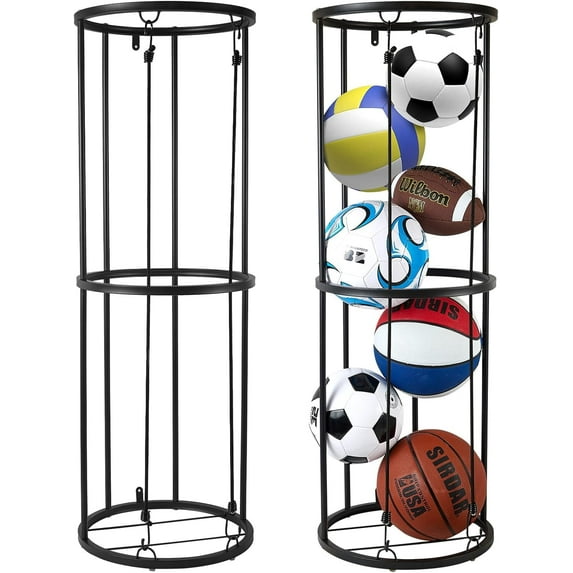 Garage Ball Storage Rack - Wall-Mounted Vertical Ball Holder for ...