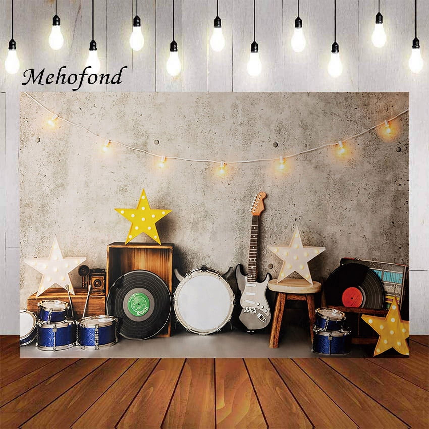 Garage Band Guitar Drum Modern Rock Music Kid Birthday Party Portrait r ...