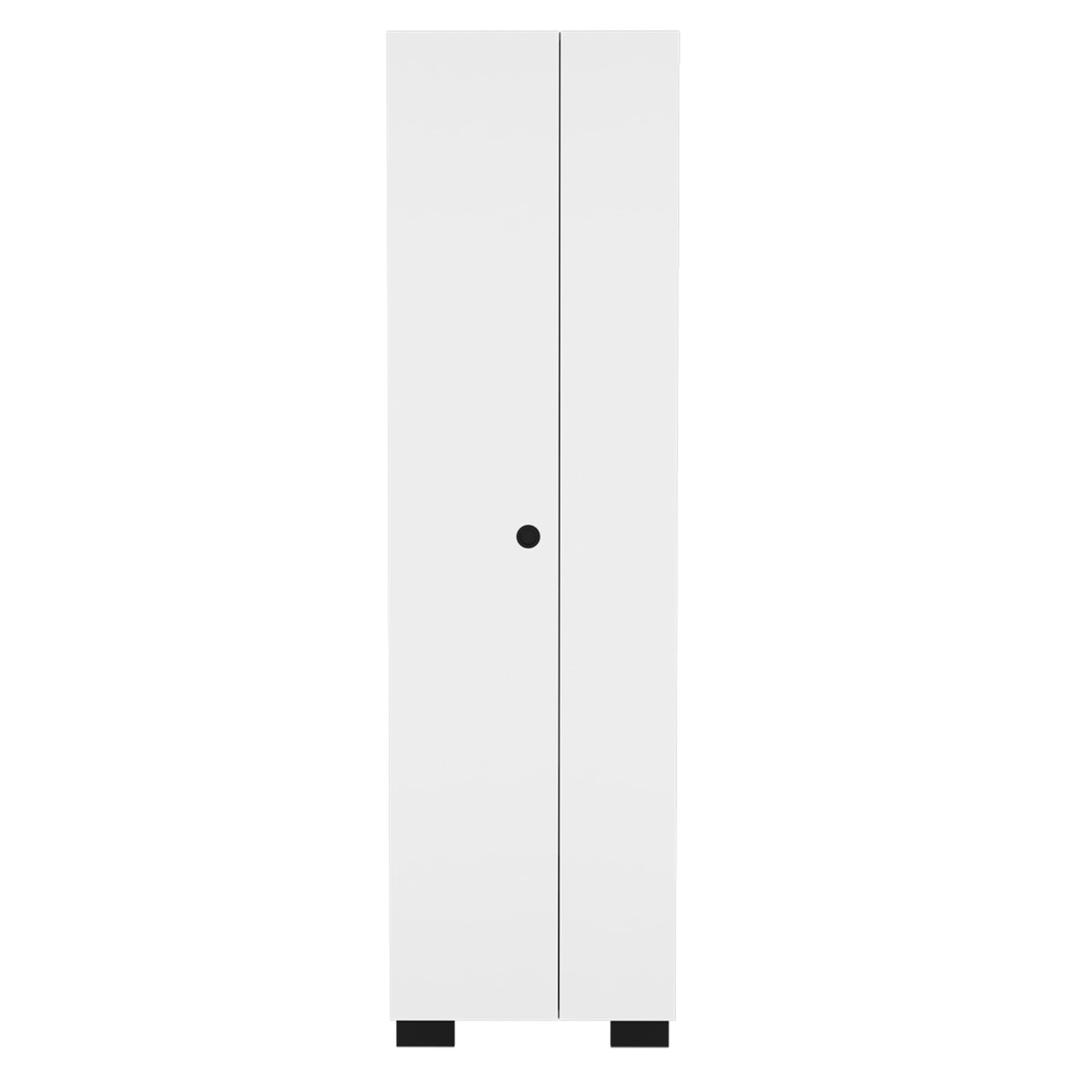 Garage Broom Cabinet In White - Slim Space-saving Structure, Double ...