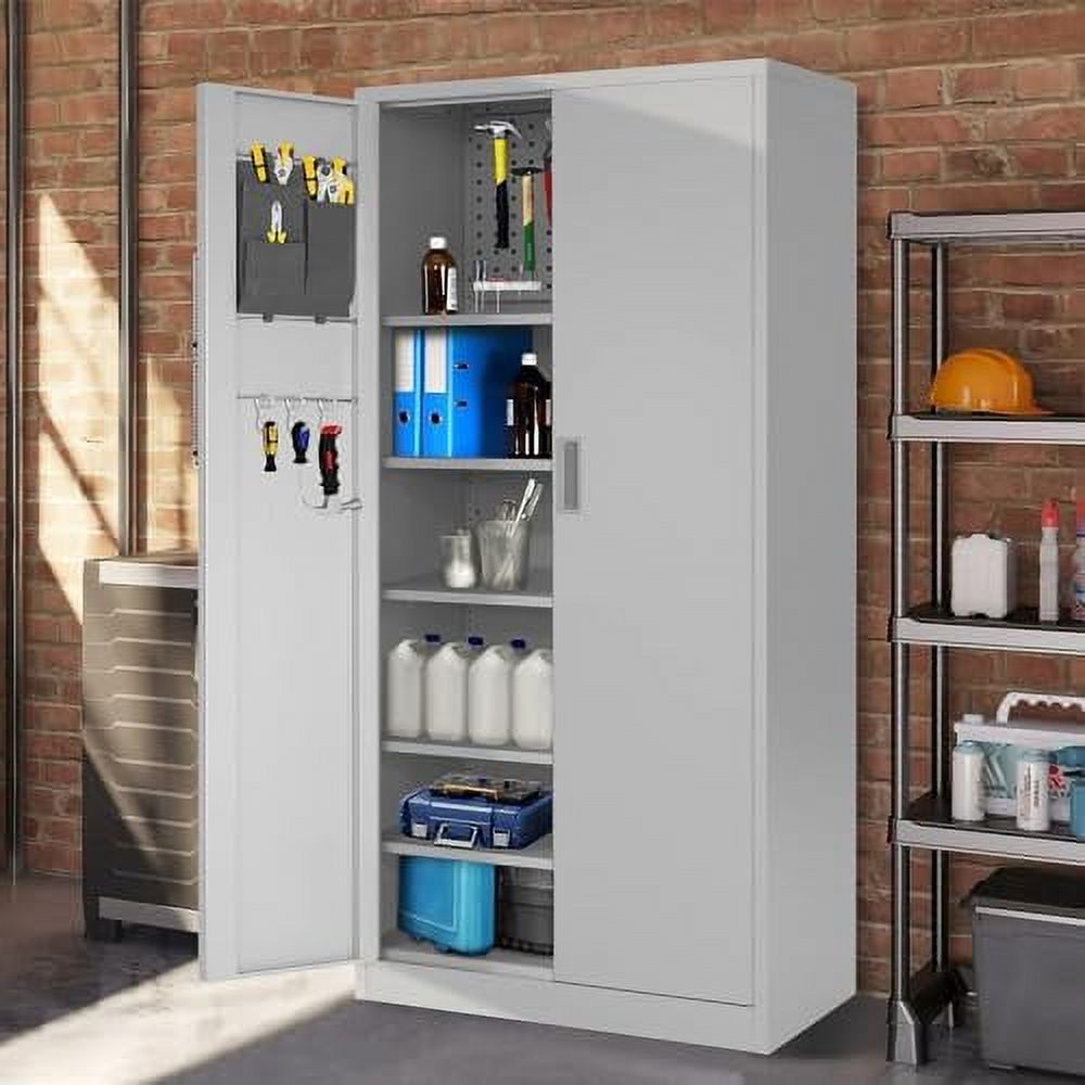Garage Cabinet with Lock 72" Metal Cabinet with Locking Doors and 4 ...