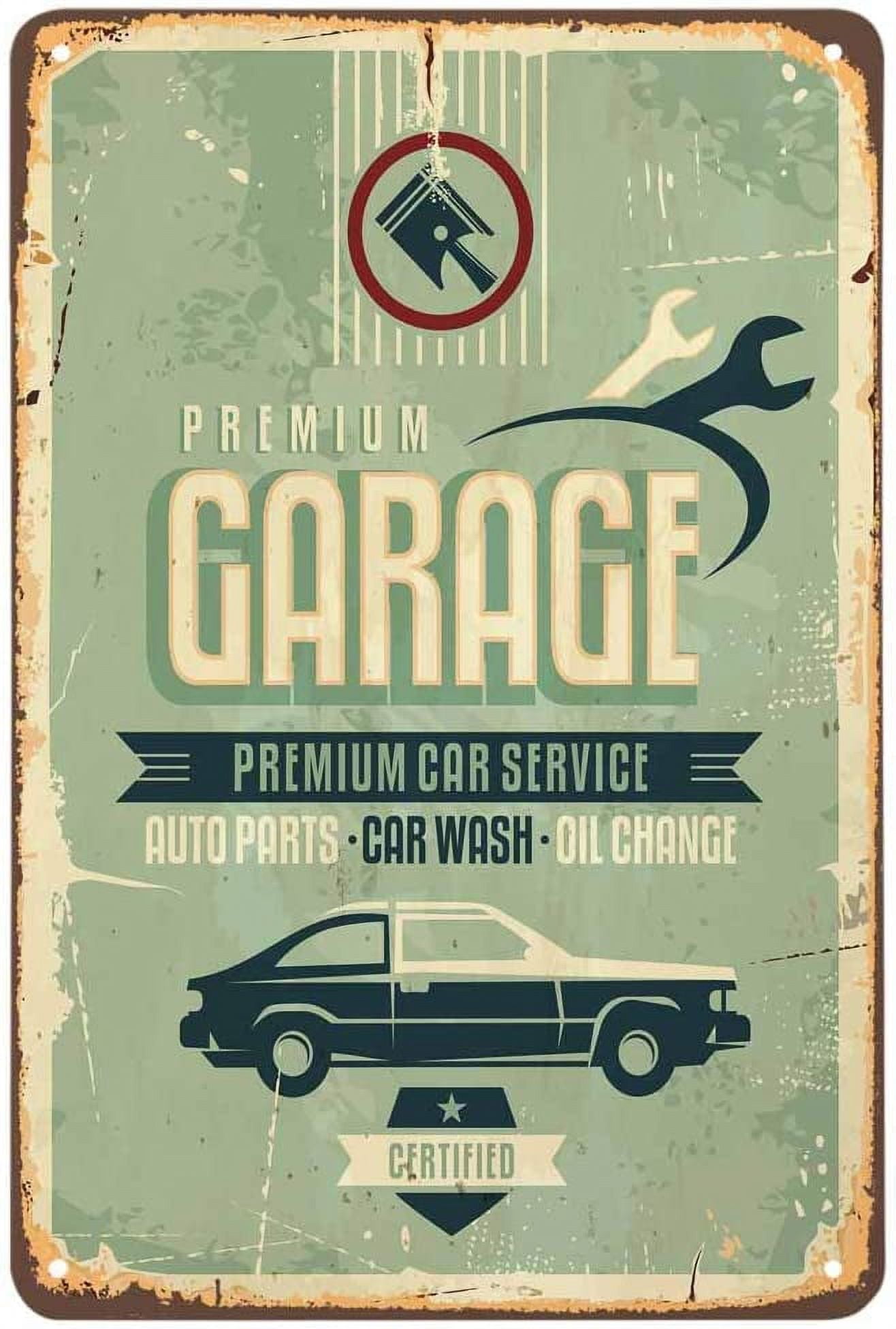 Garage Car Repair Tin Sign,Auto Parts Car Wash Oil Change Vintage Metal ...