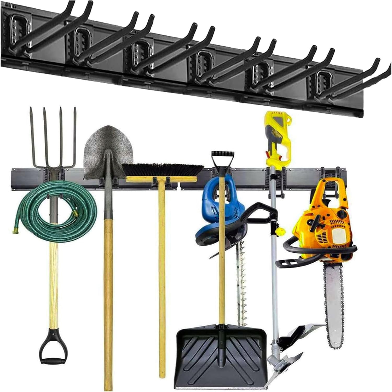 Garage Clamping Garden Tool organizer Tool Storage Rack with 6 Hooks ...