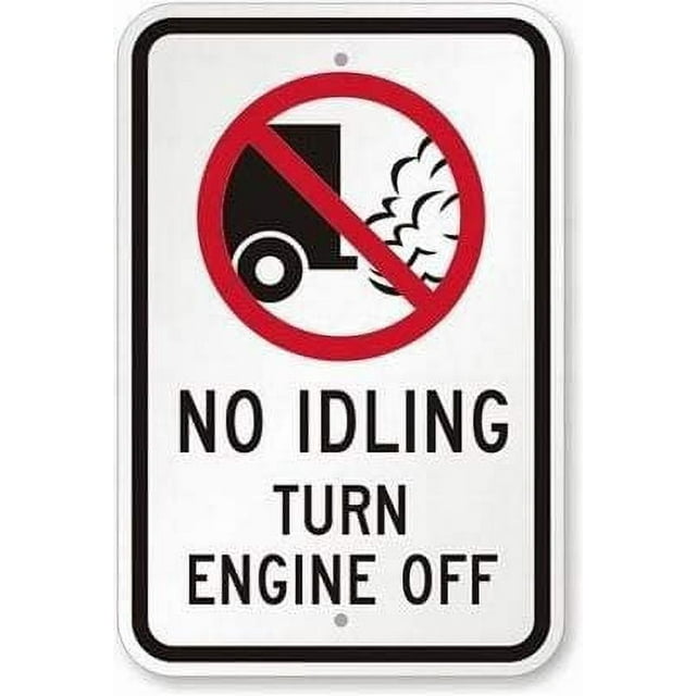 Garage Decor Sign No Idling - Turn Engine Off (with No Idling Graphic ...
