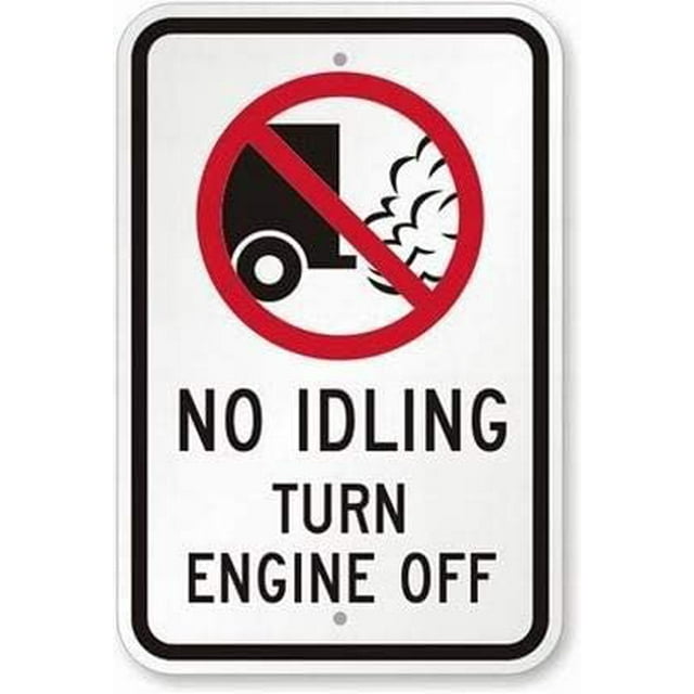 Garage Decor Sign No Idling - Turn Engine Off (with No Idling Graphic ...