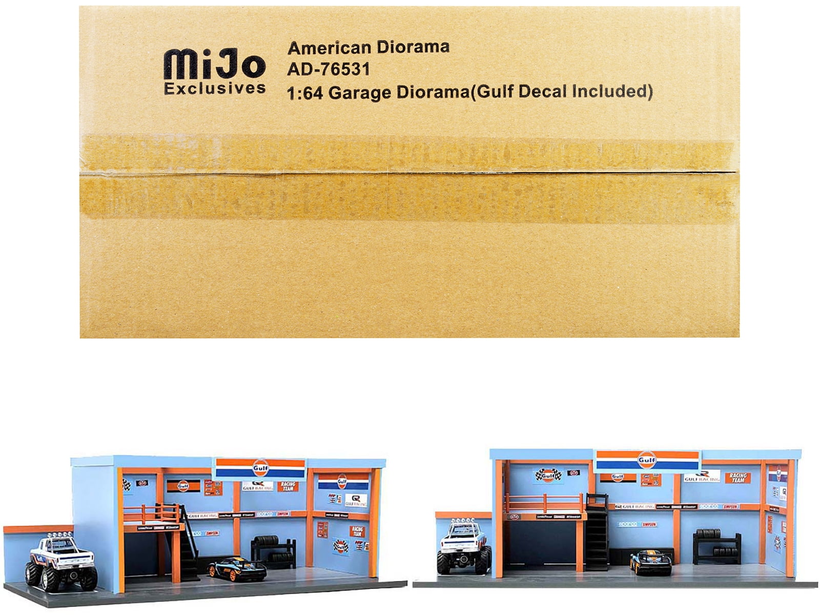 "Garage Diorama Gulf Oil" Diorama with Decals for 1/64 Scale Models by ...