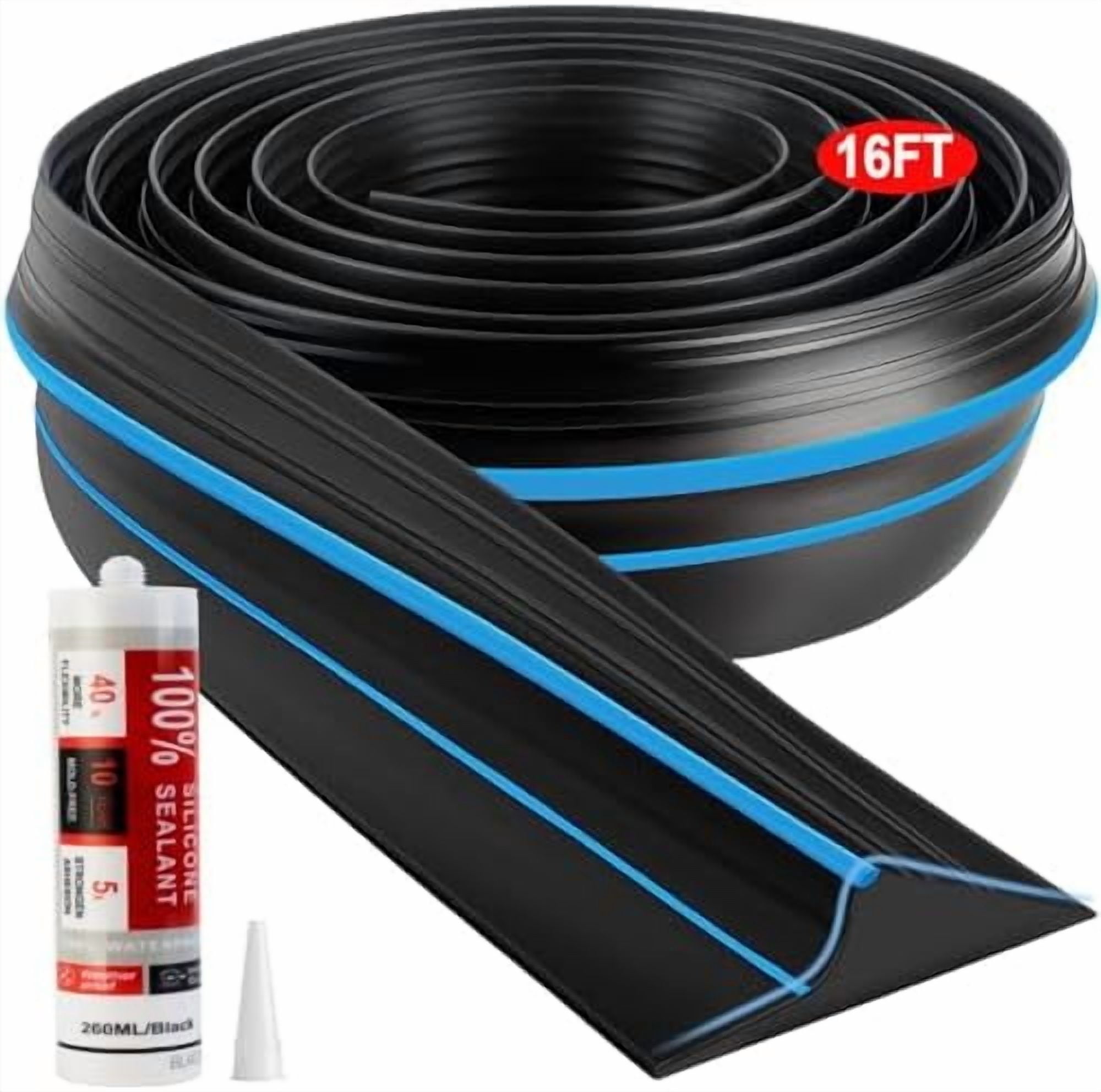 Garage Door Bottom Seal with Pre-drilled Aluminum Track Retainer Base ...