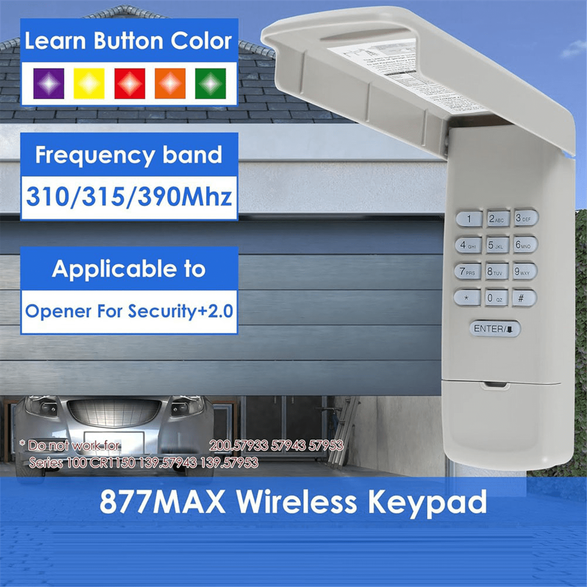 Garage Door Opener Keypad, Wireless Keypad Keyless Entry Compatible for ...