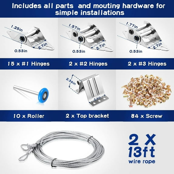 Garage Door Rollers Hinges Set Bracket Screw Wire Rope Replacement ...