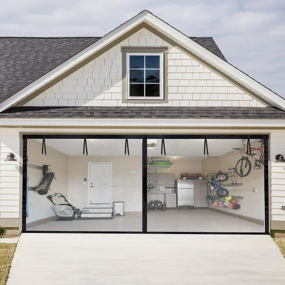 Garage Door Screen for 2 Car 16 x 7 ft, Magnetic Closure Garage Screen ...