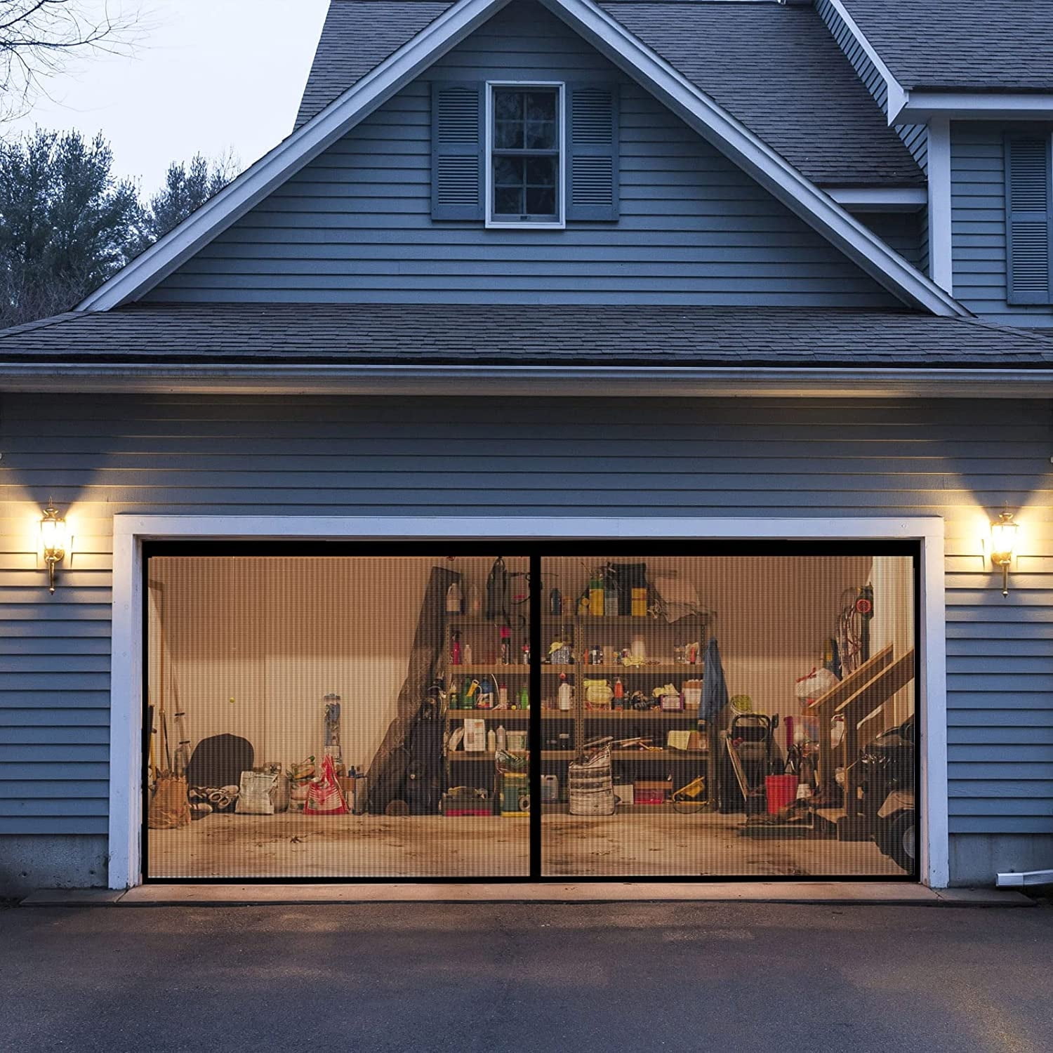 Garage Door Screen for 2 Car, Hands Free Mesh Partition Keeps Bugs Out - Walmart.com