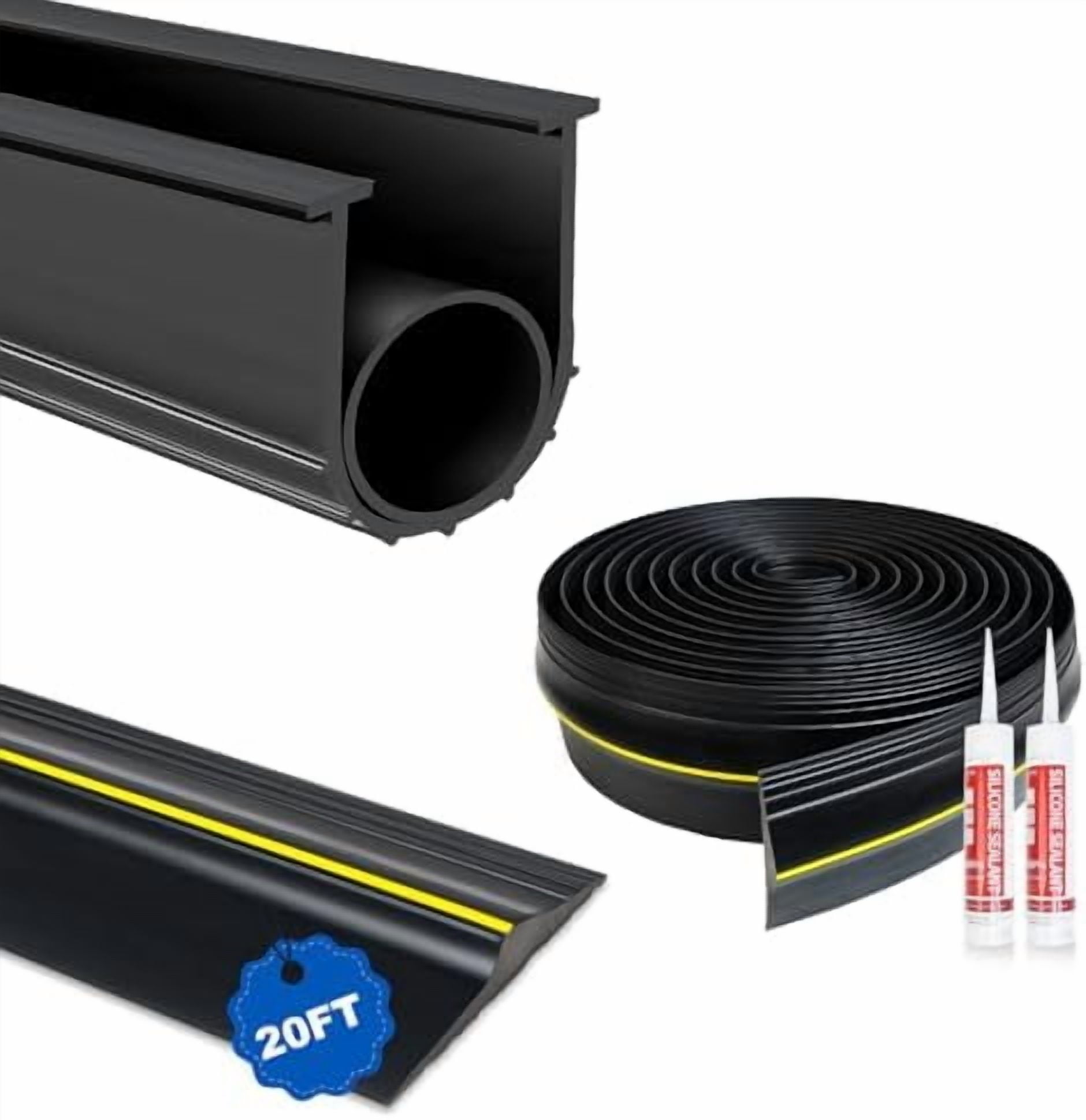 Garage Door Threshold and Bottom Seals Kit 20 FT,Rubber Weather ...
