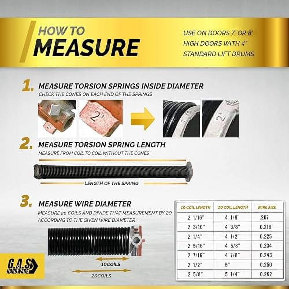 Garage Door Torsion Spring (0.218" Wire x 2" D x 24" L) with 1" Nylon ...