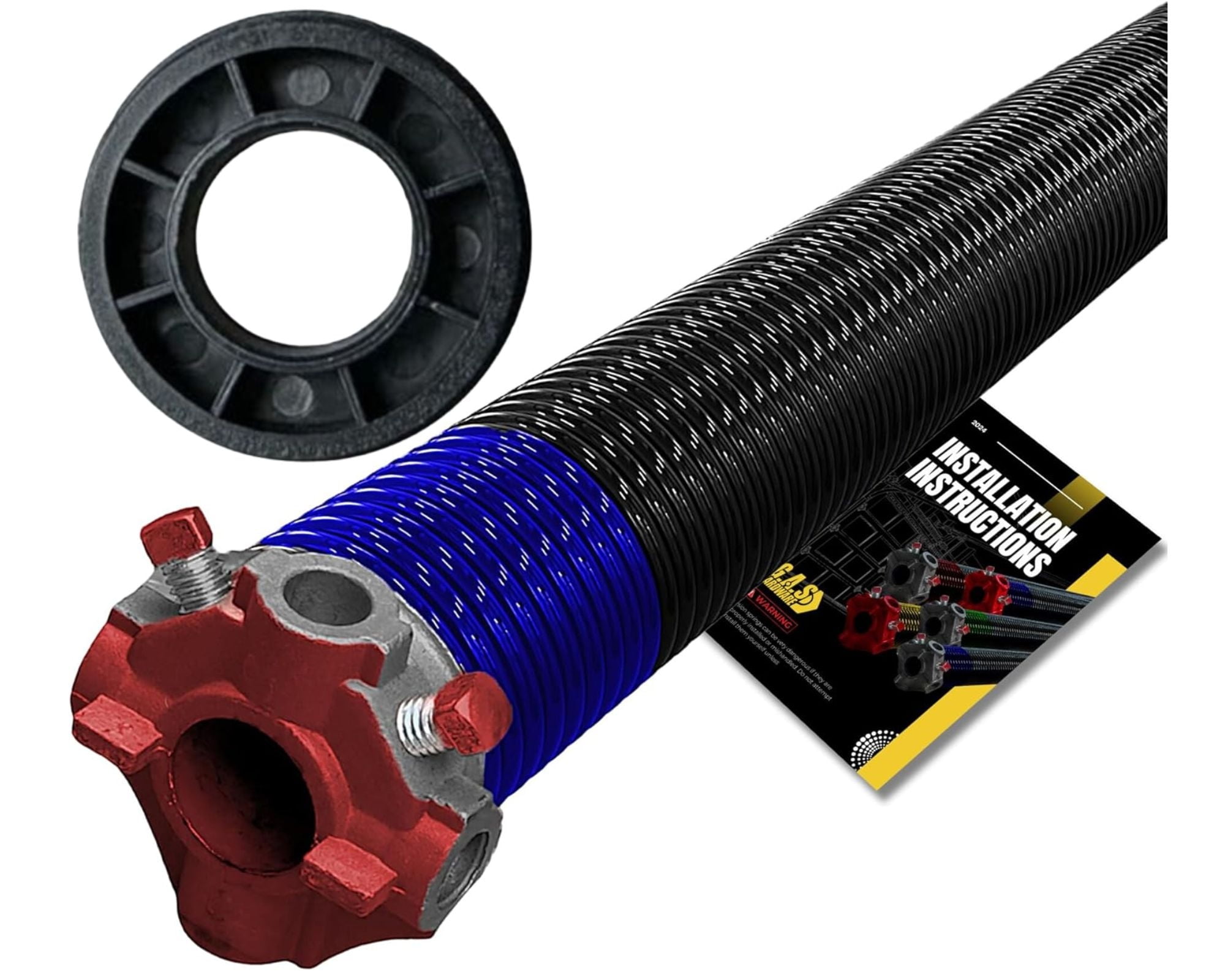 Garage Door Torsion Spring (262 x 2 x 35) - Red | 1" Nylon Bushing ...